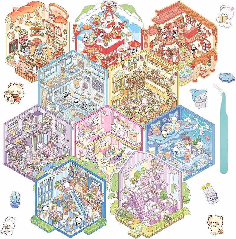 DIY 3D Sticker Scene, 24 Sets DIY Sticker Therapy for Adult Make Your ...