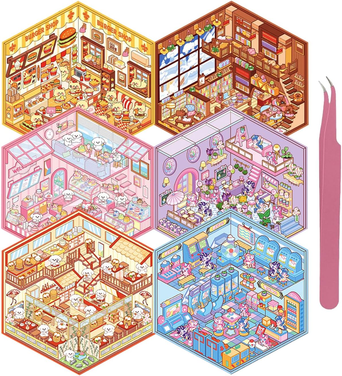 DIY 3D Sticker Scene 6 Sets of Stickers for Girls Make Your Own Mini ...