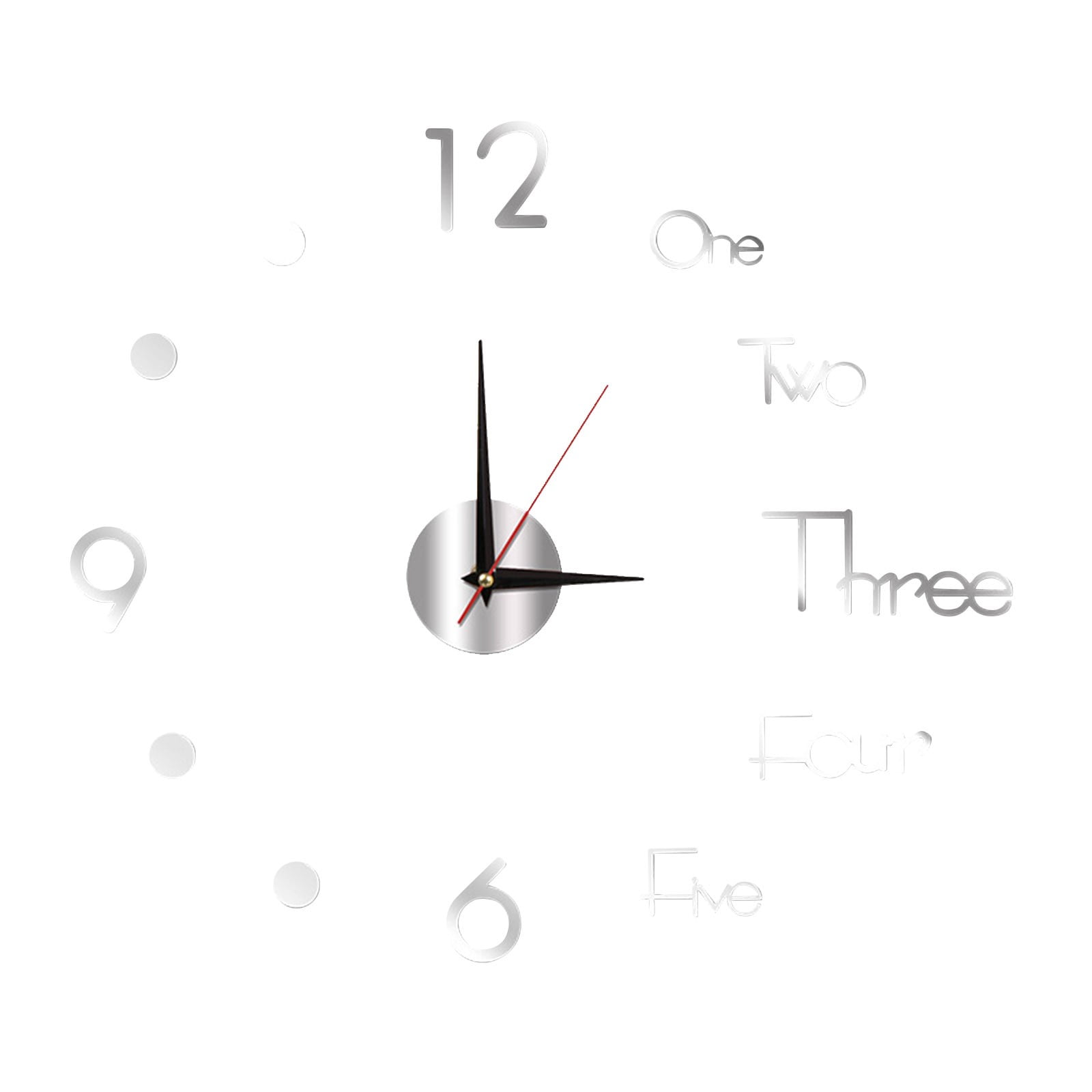 DIY 3D Wall Clock Large Frameless Watch Mirror Surface Wall Art Clock ...