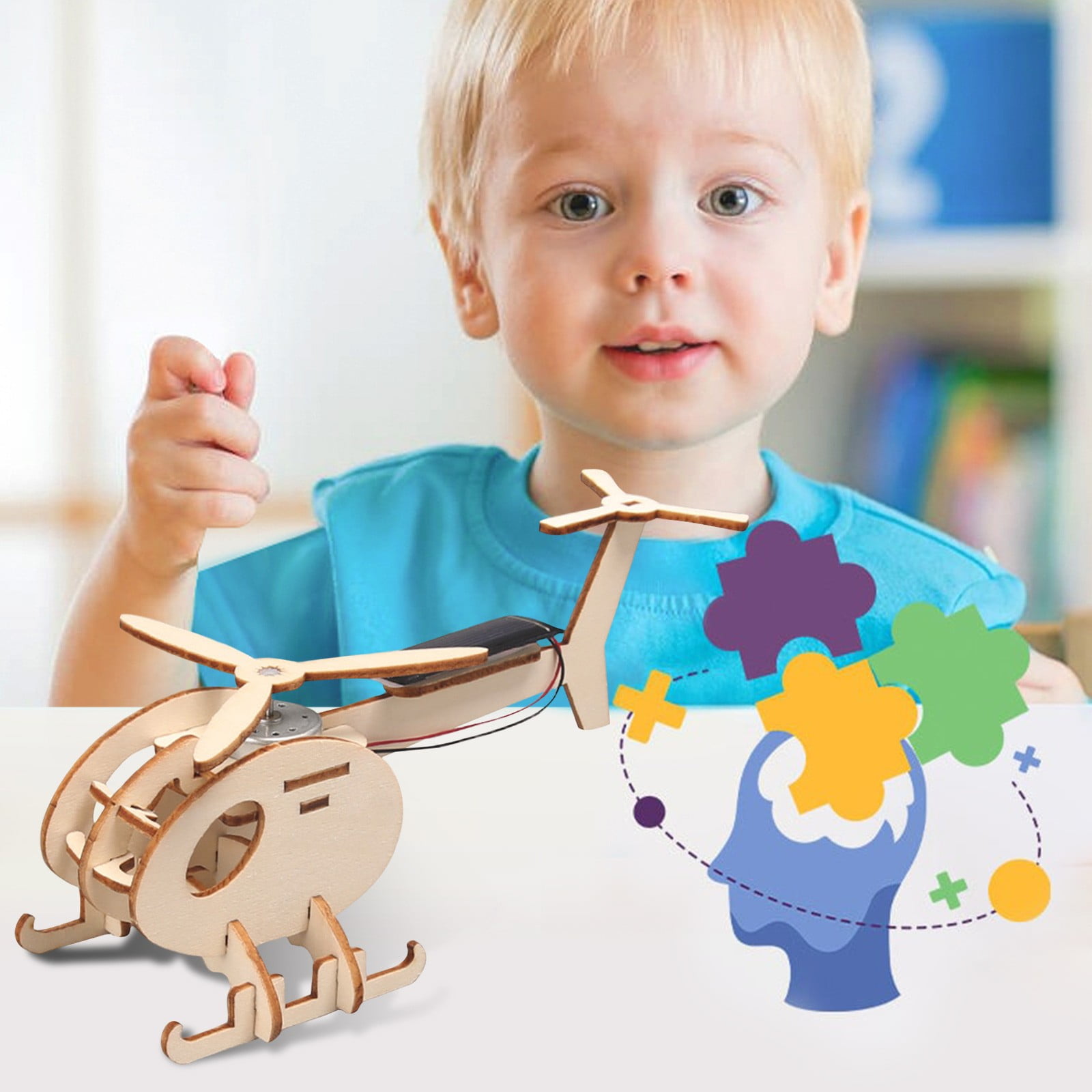 DIY 3D Wooden Helicopter Model Kit – Solar Powered Puzzle Toy for ...