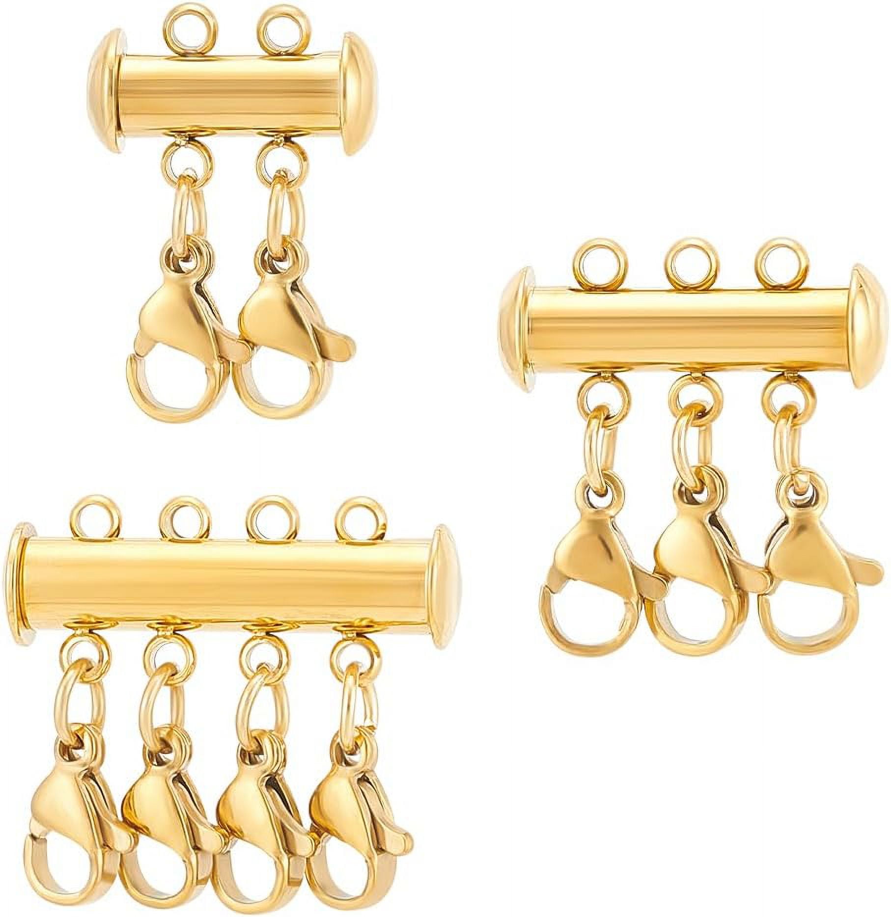 DIY 3Pcs Golden Layered Necklace Clasps 3 Sizes Stainless Steel Slide ...