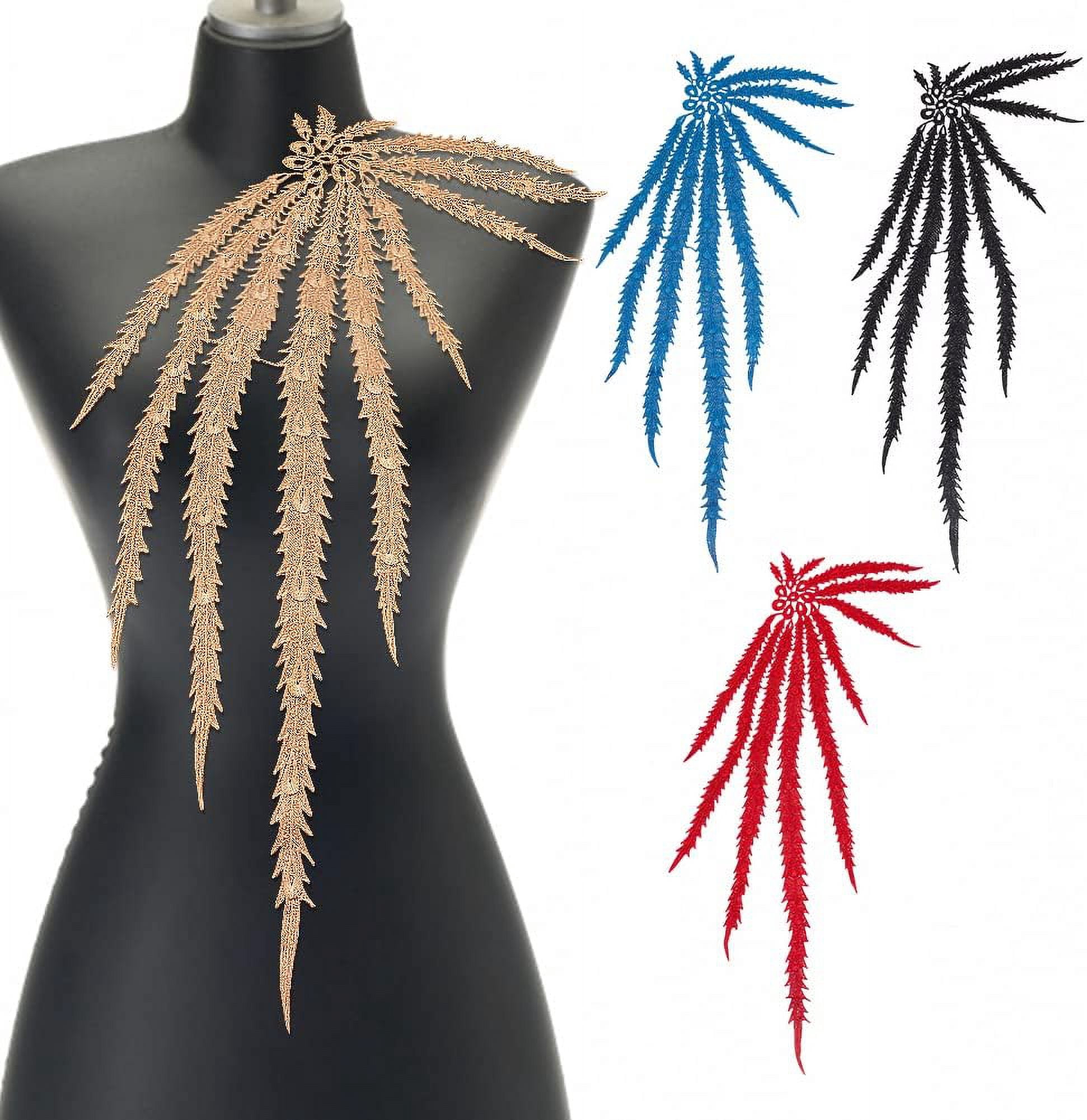 DIY 4 Pcs 4 Colors Phoenix Tail Embroidery Lace Applique Patch Peacock ...