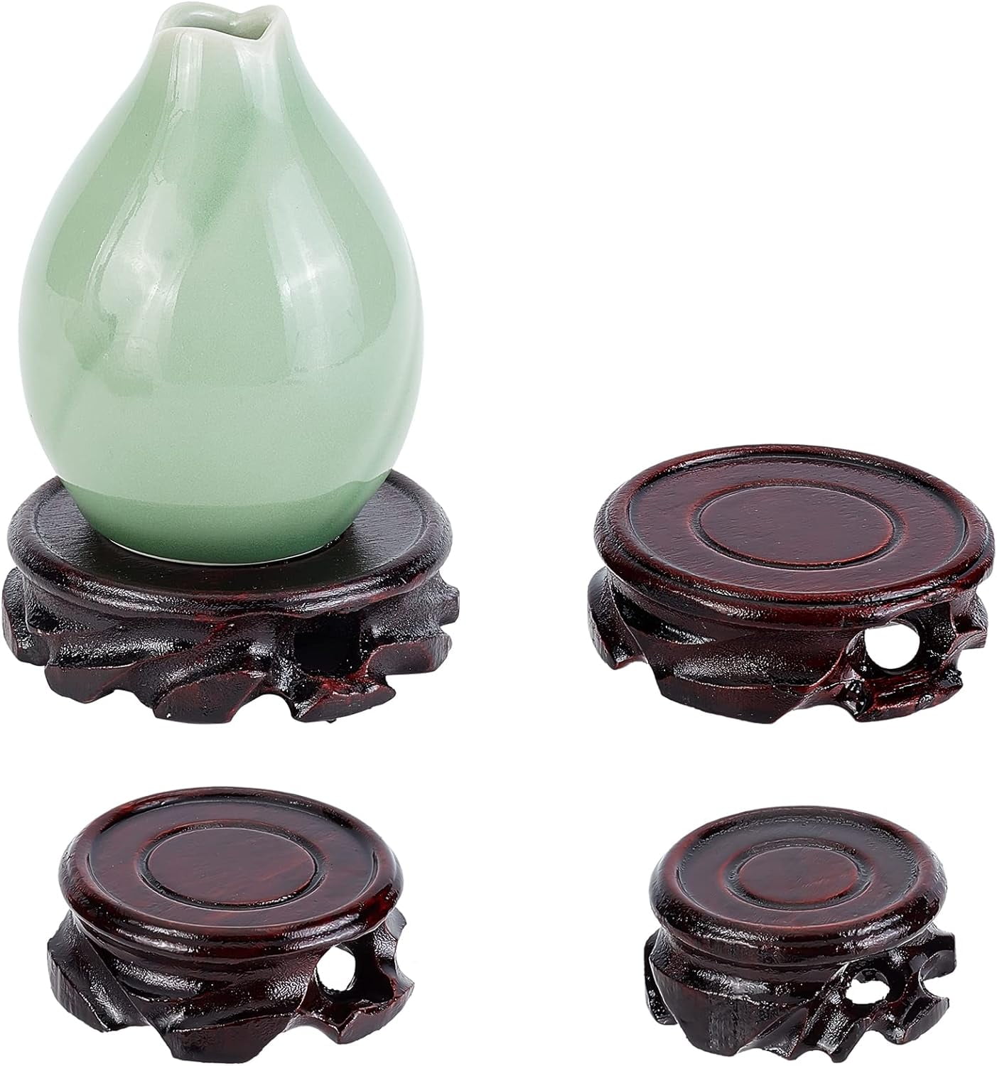 DIY 4 Pcs Round Wood Display Base 4 Style Wooden Decorative Base ...