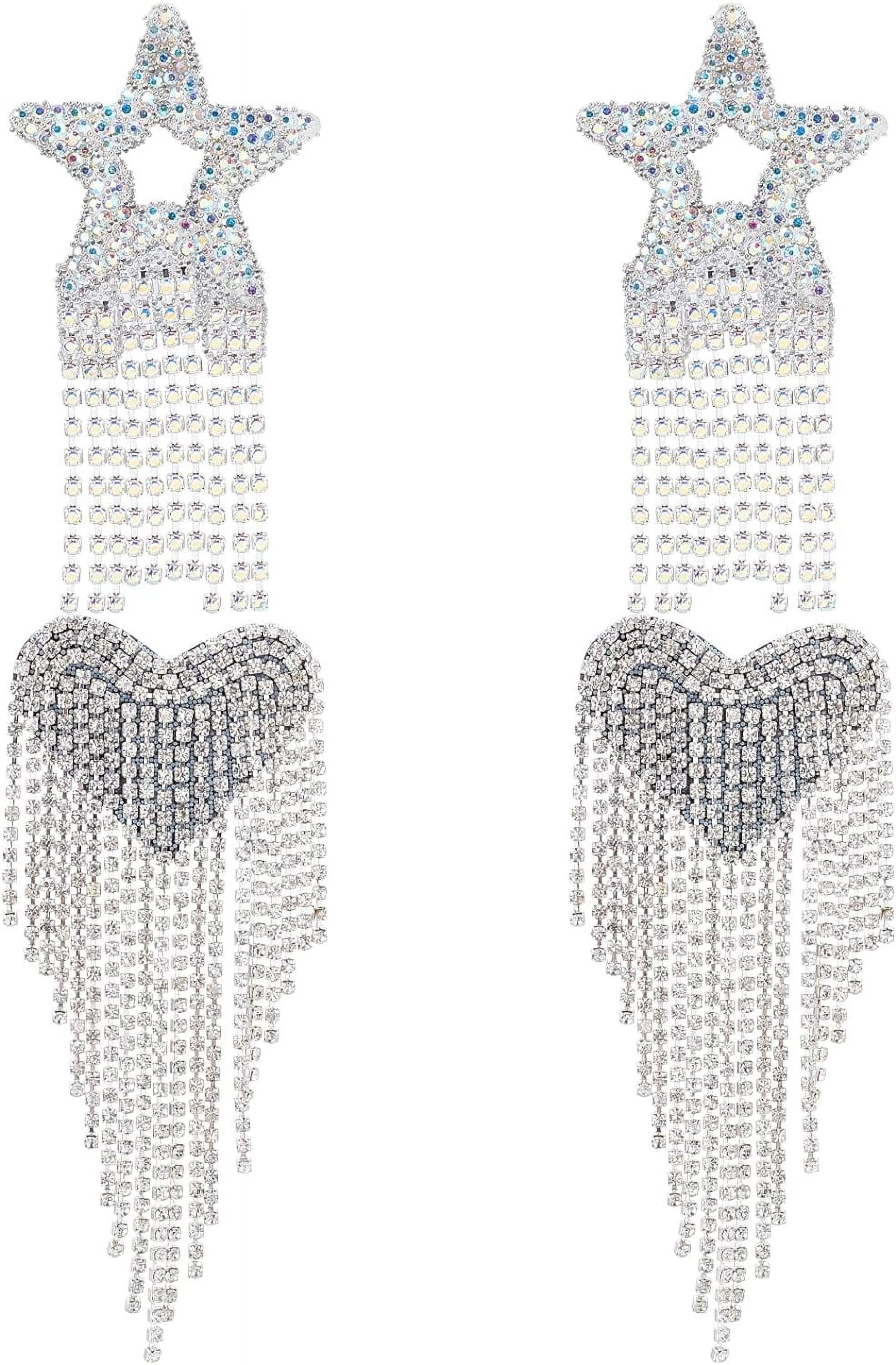 DIY 4 Pcs Tassel Rhinestone Patches Iron on Star & Heart Patches Sew on ...