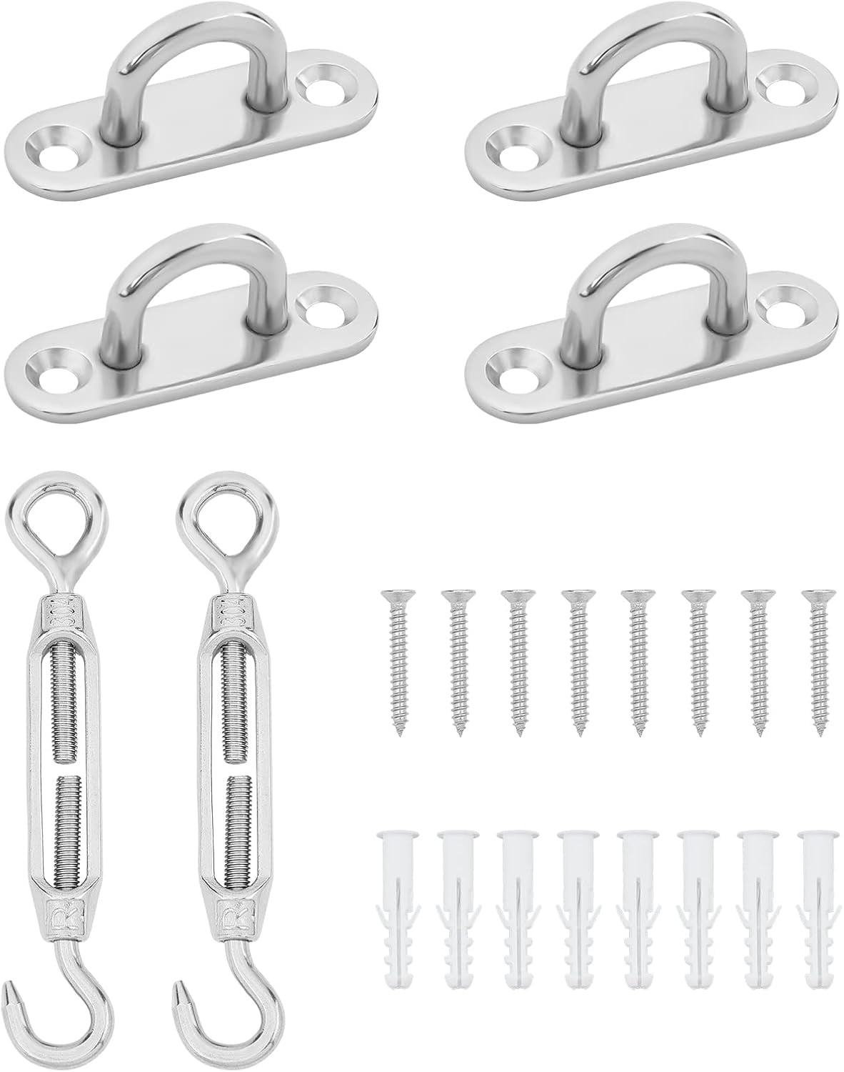 DIY 4 Sets Stainless Steel Ceiling Hook Ring Hooks and 2Pcs Eye & Hook ...