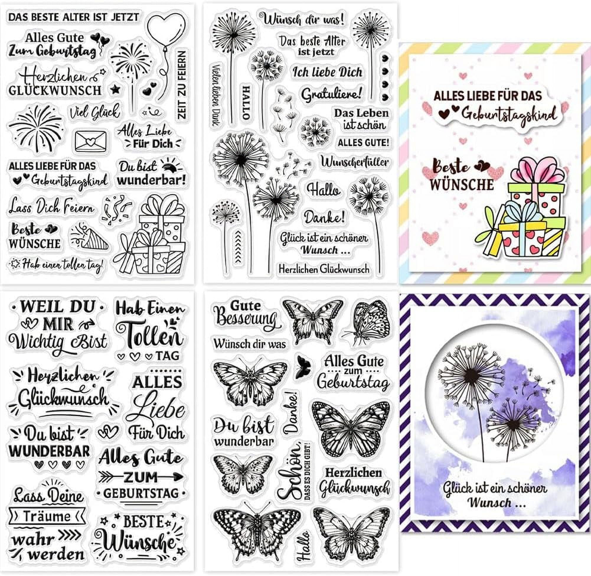 DIY 4 Sheets German Birthday Wishes Clear Stamps for Card Making German ...