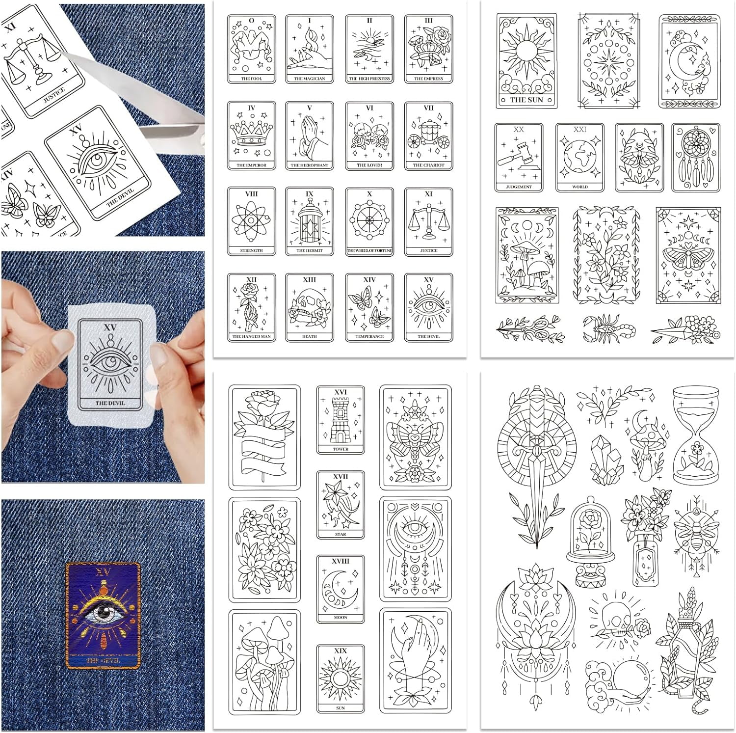 DIY 4 Sheets Tarot Cards Water Soluble Hand Sewing Stabilizers for ...