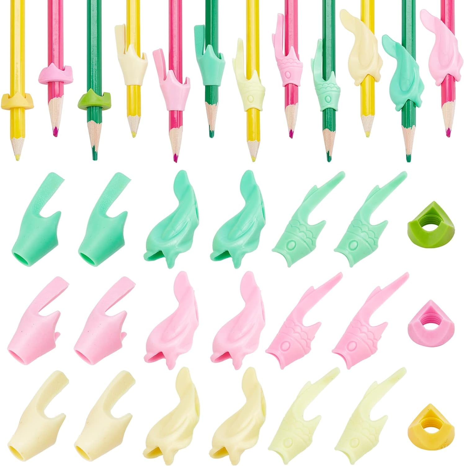 DIY 4 Styles 60PCS Pencil Handwriting Grips Pen Grippers Pencil Cushion ...