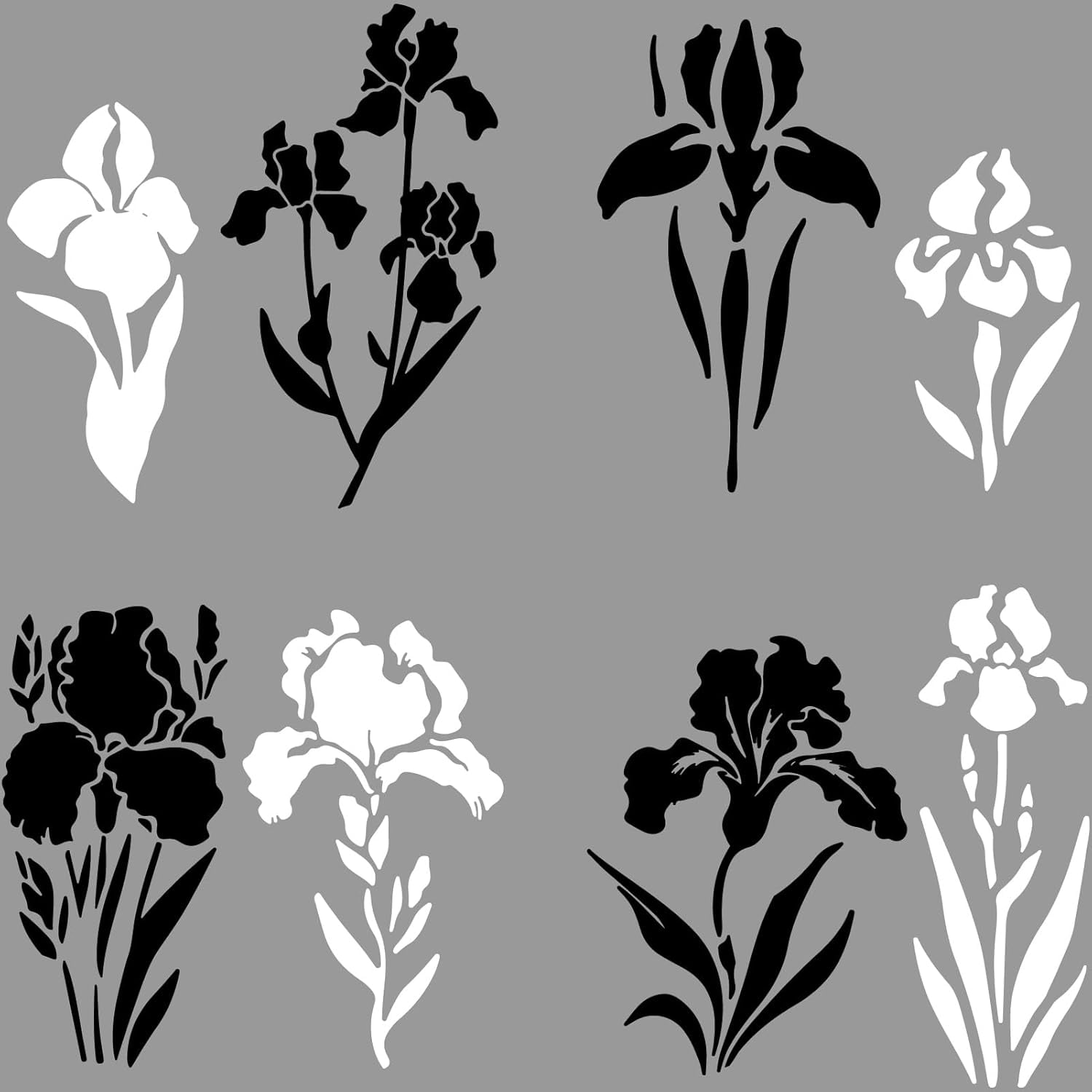DIY 4 Styles Iris Car Decal Black&White Holographic Flower Car Decals ...