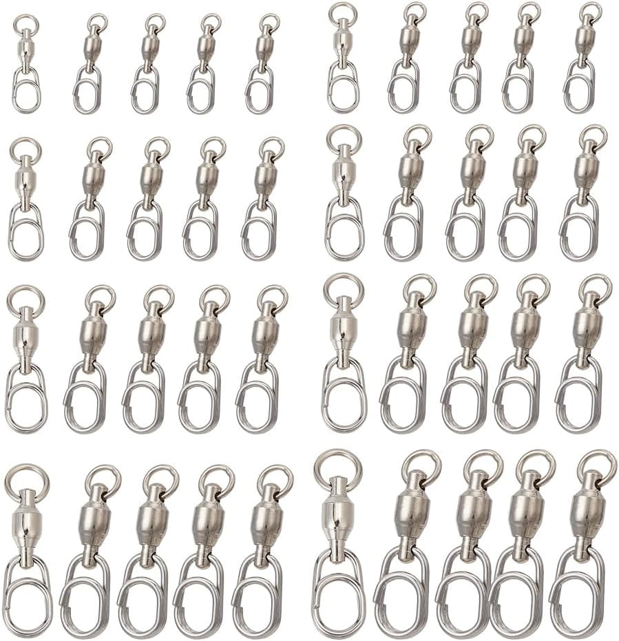 DIY 40 Pcs 8 Styles High Strength Fishing Swivels 304 Stainless Steel ...