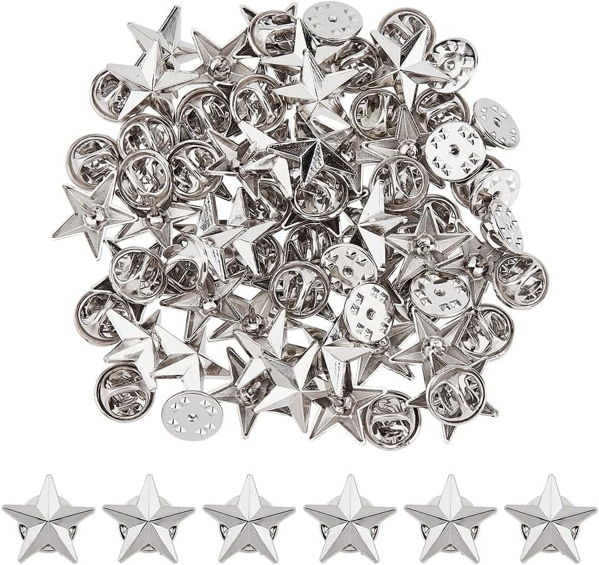 DIY 40 Sets Platinum Star Badge Lapel Pin 1.8cm Alloy Brooch Pin Veterans Day Star Pin Military ...