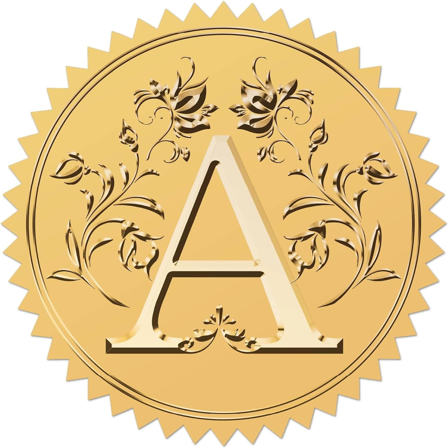 DIY 408Pcs Letter A Floral Gold Certificate Embossed Stickers 2 ...