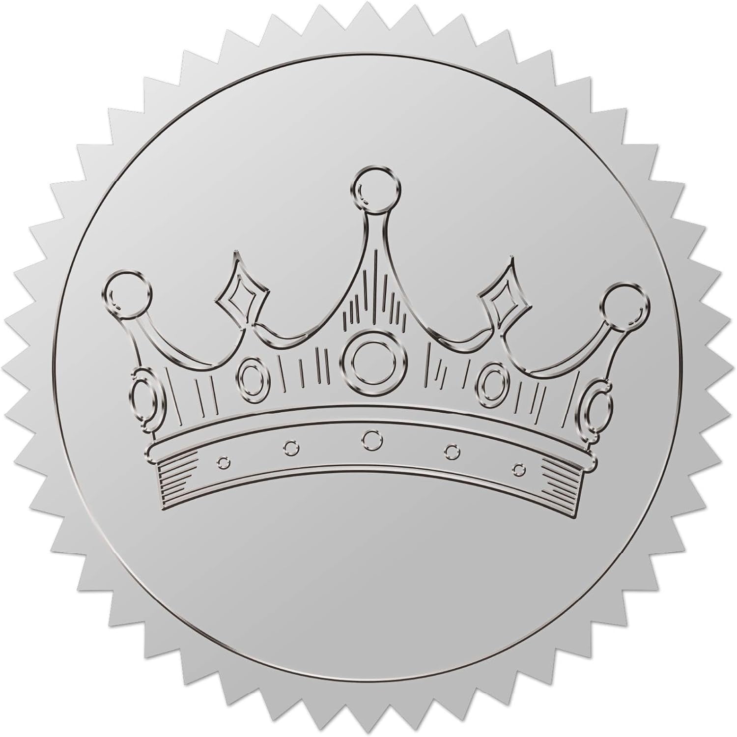 DIY 408pcs 2 Inch Crown Silver Foil Stickers Silver Embossed Envelope Seals Stickers Round Self ...