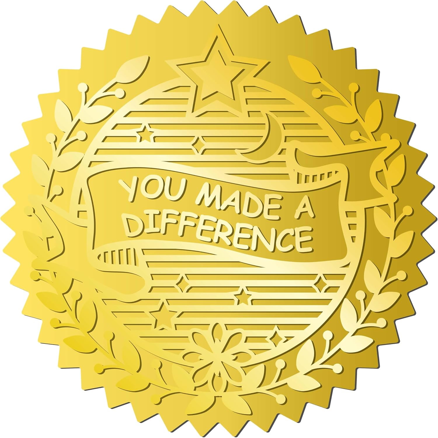 DIY 408pcs 2 Inch You Made A Difference Gold Foil Stickers Word Star ...