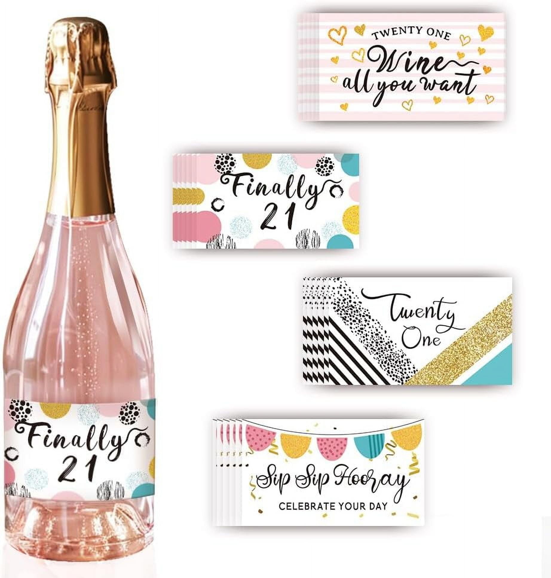 DIY 40PCS 21st Birthday Wine Bottle Labels Min Champagne Labels ...