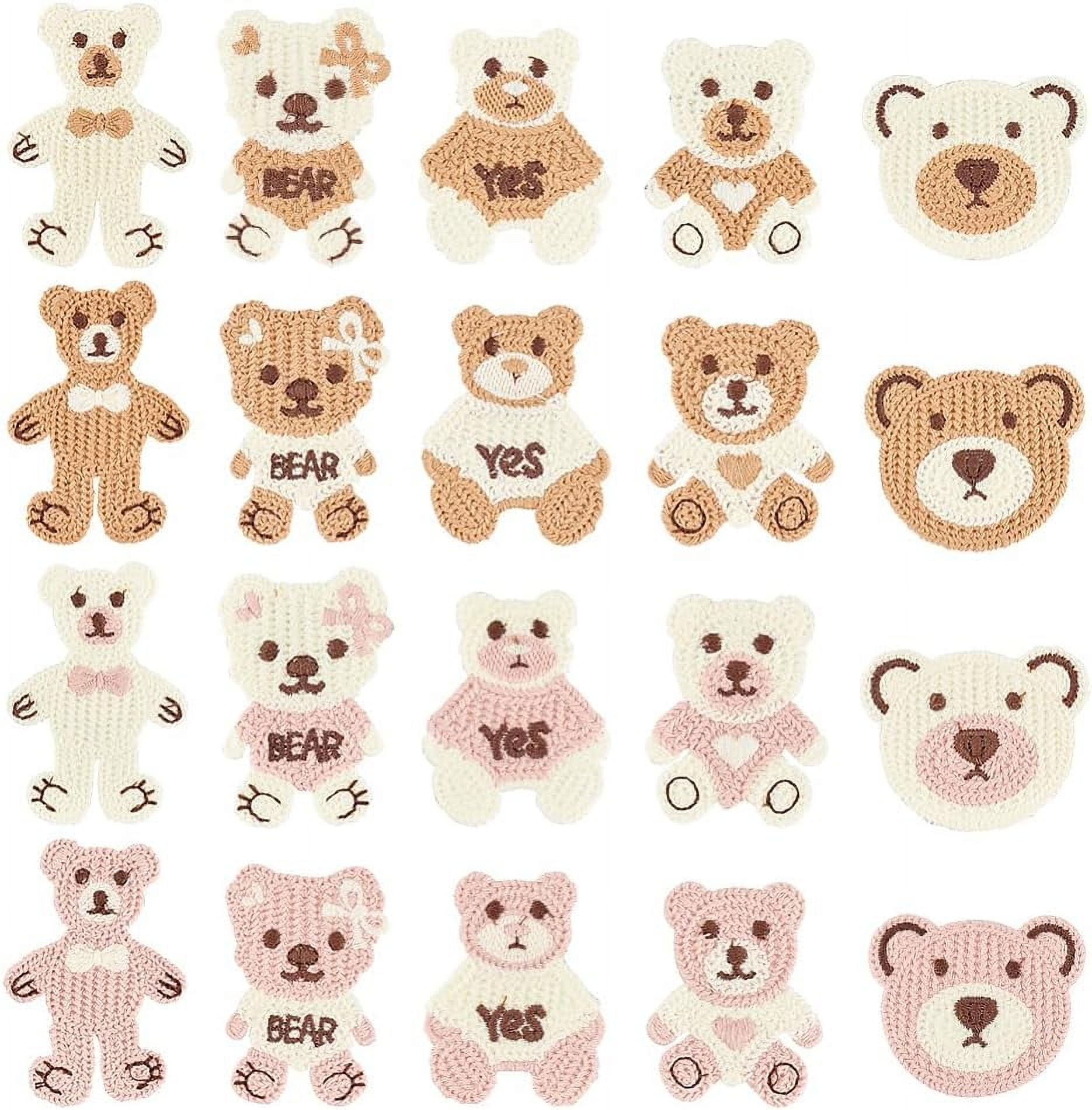 DIY 40Pcs 20Styles Little Bear Crochet Knitted Cloth Patch Sew On Patch ...