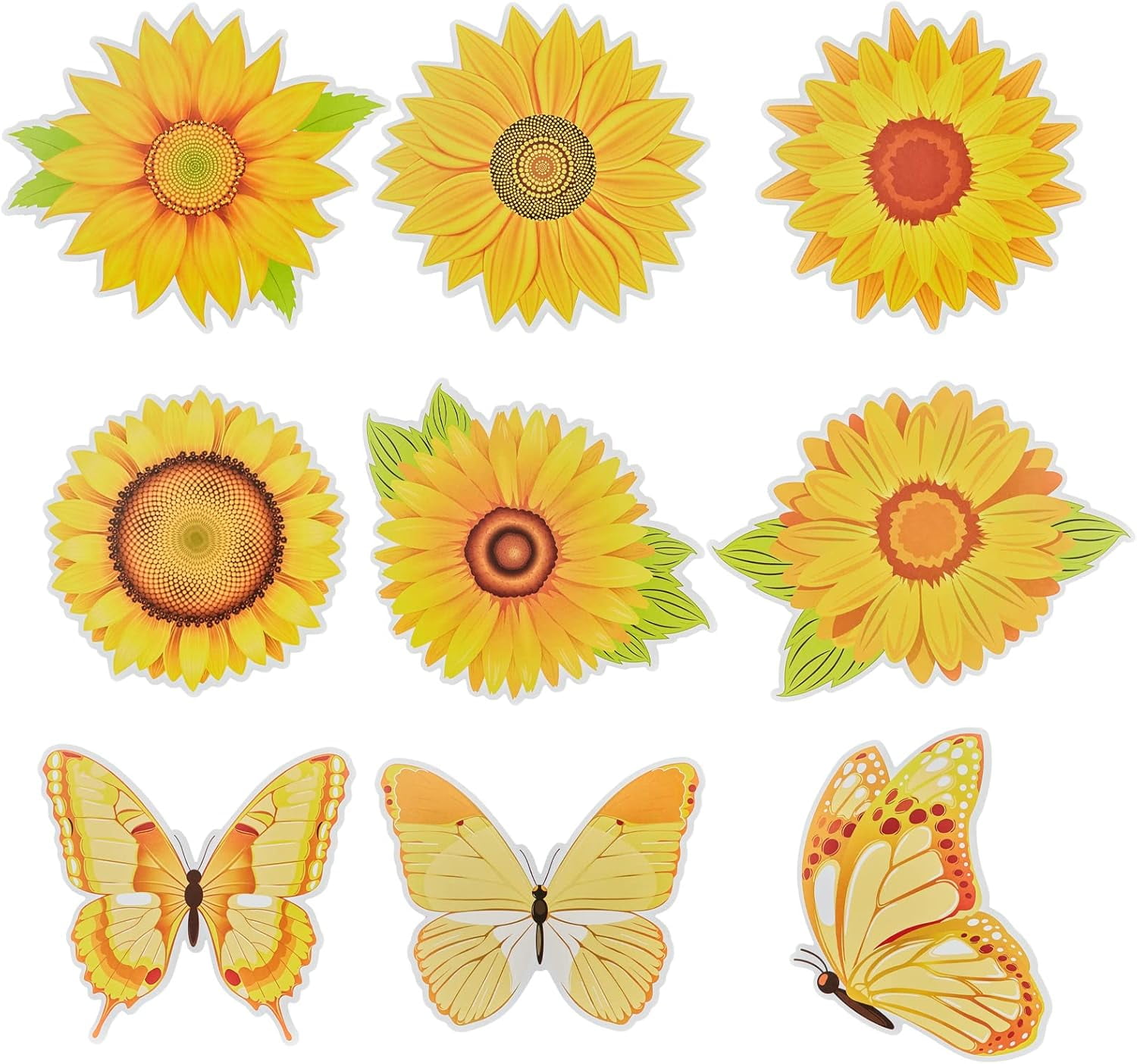 DIY 45pcs Sunflower Cutouts Creative Springtime Flowers Butterfly Wall ...