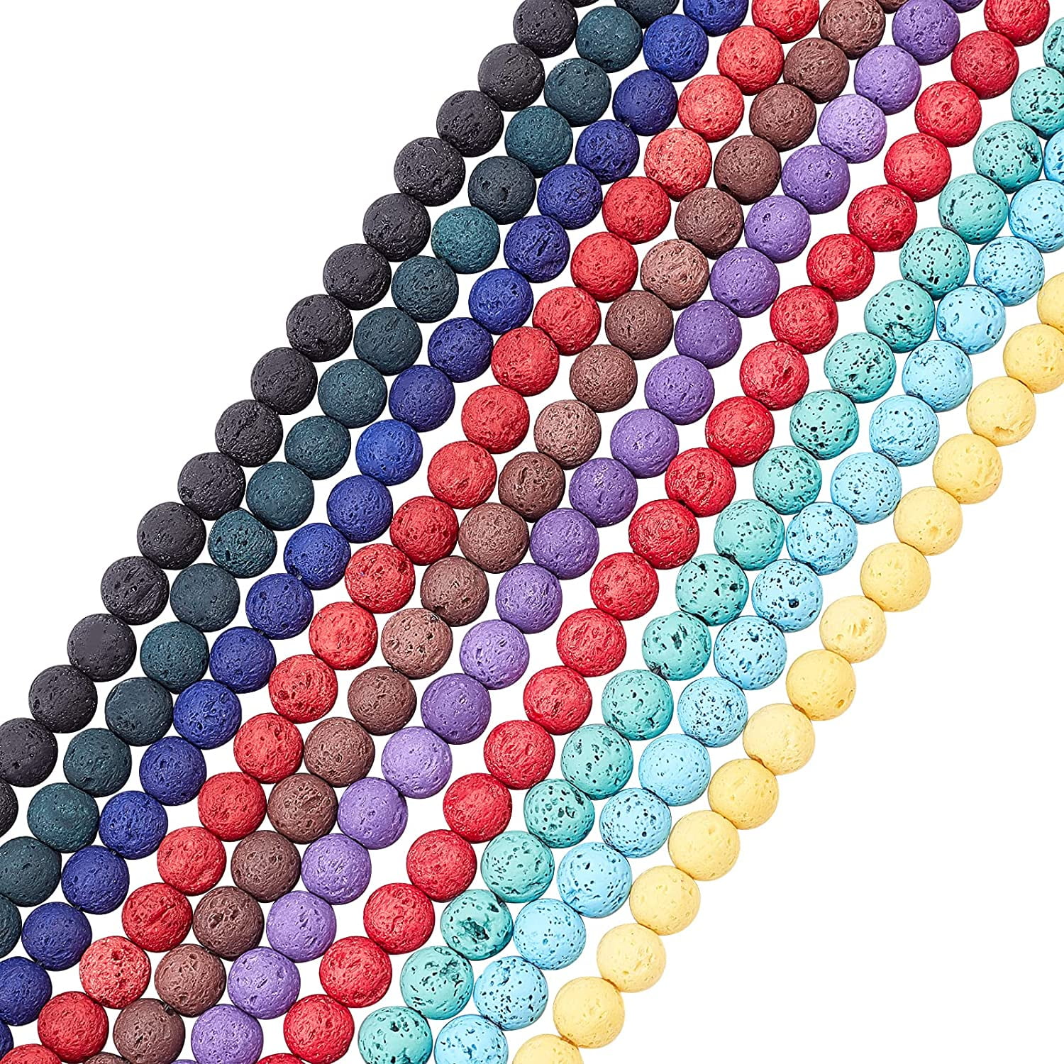 DIY 470pcs 10 Colors 8mm Lava Beads Coloful Lava Beads Dyed Volcanic ...