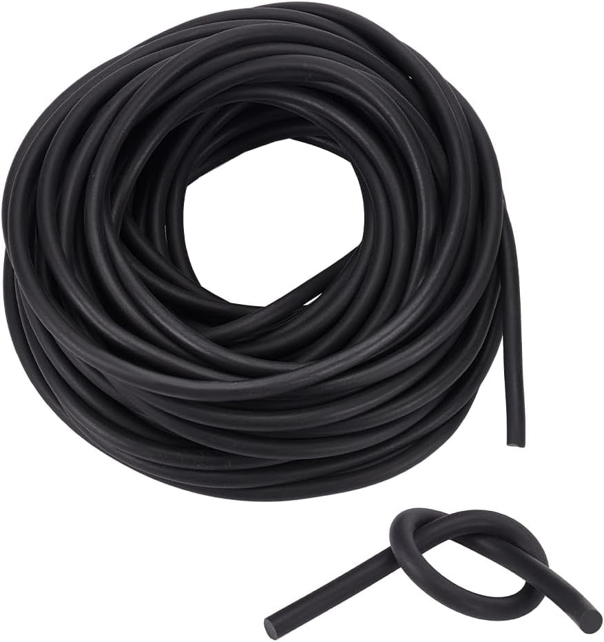 DIY 49 Feet Solid Rubber Cord 6mm Thick Rubber Rope Round Cord Black ...
