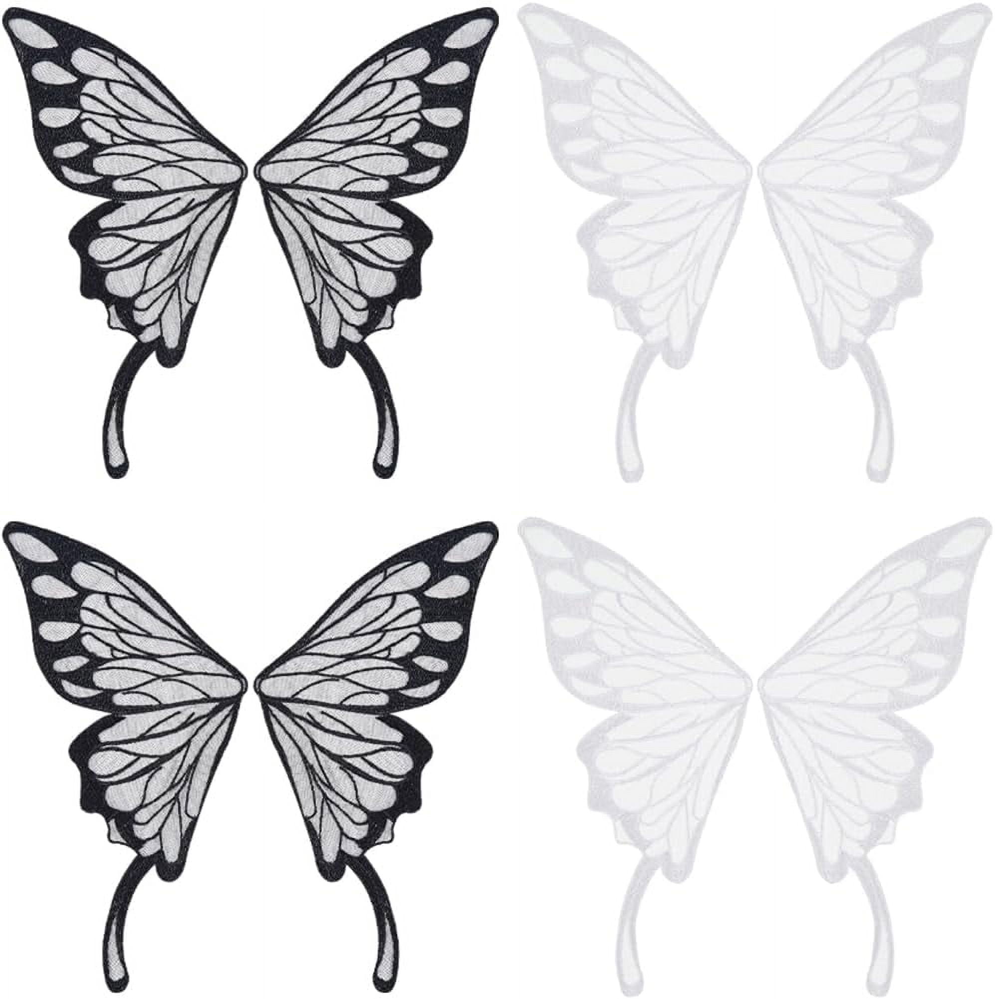DIY 4Pcs 2 Colors Butterfly Lace Applique Butterflies Sew on Patches ...
