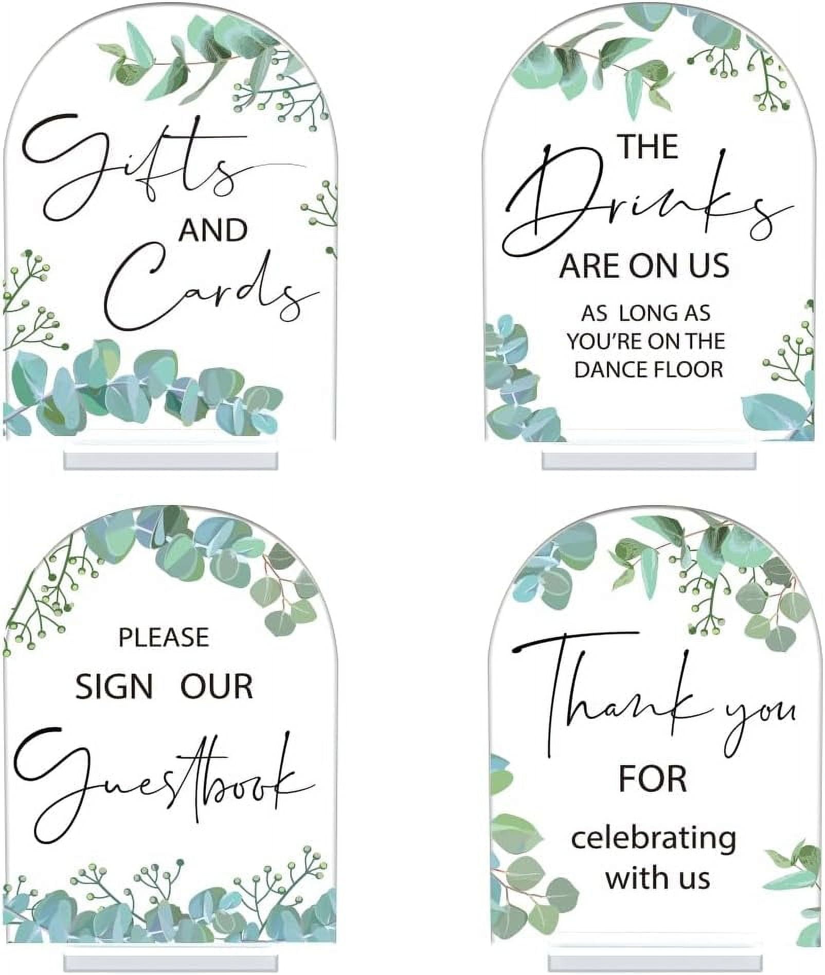 DIY 4Pcs 5x7 Inch Acrylic Wedding Signs with Stands Leaf Clear Acrylic ...