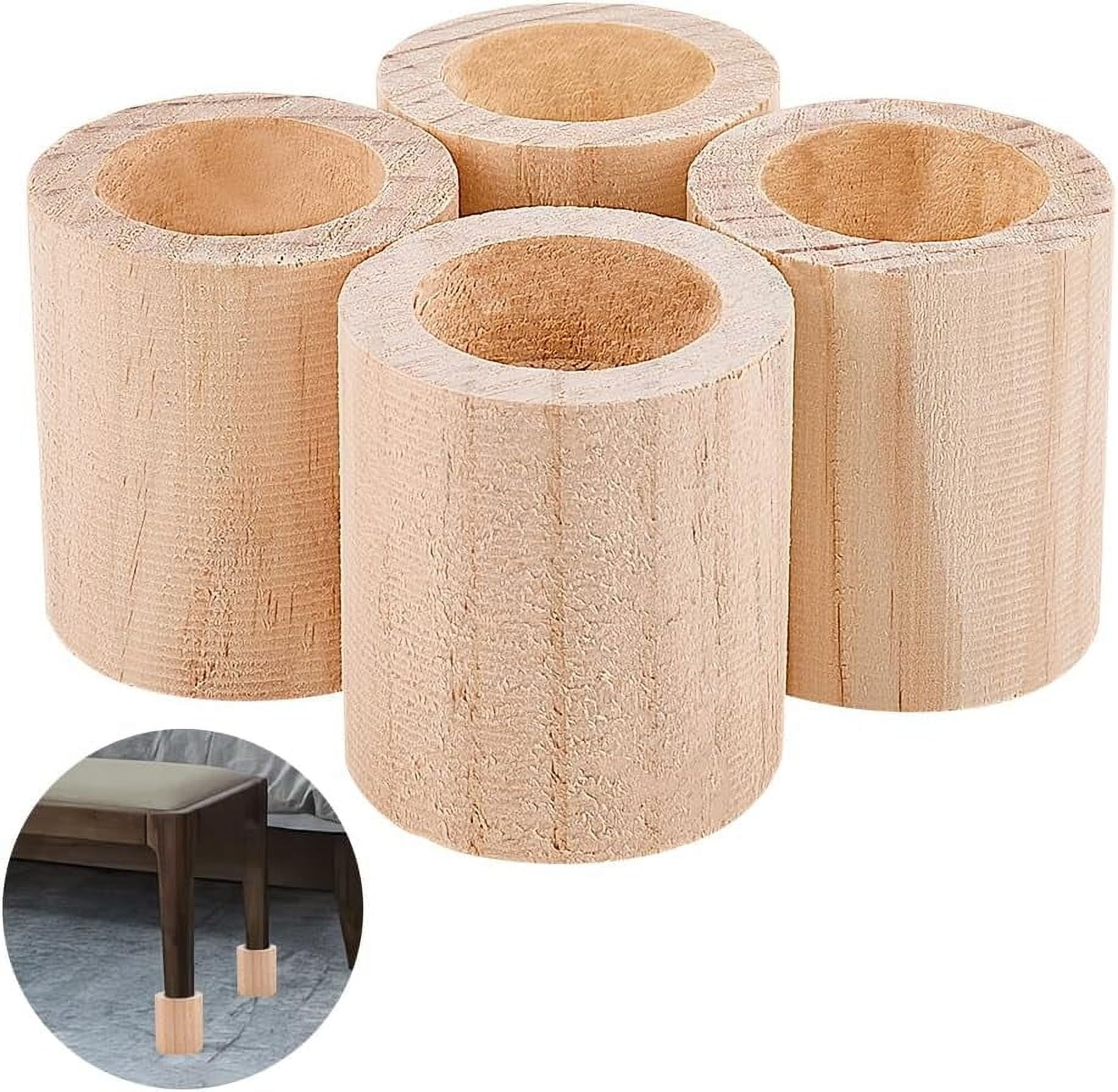 DIY 4Pcs Cylinder Wood Bed Risers 1.5 Inch ID Wood Furniture Risers 2 ...