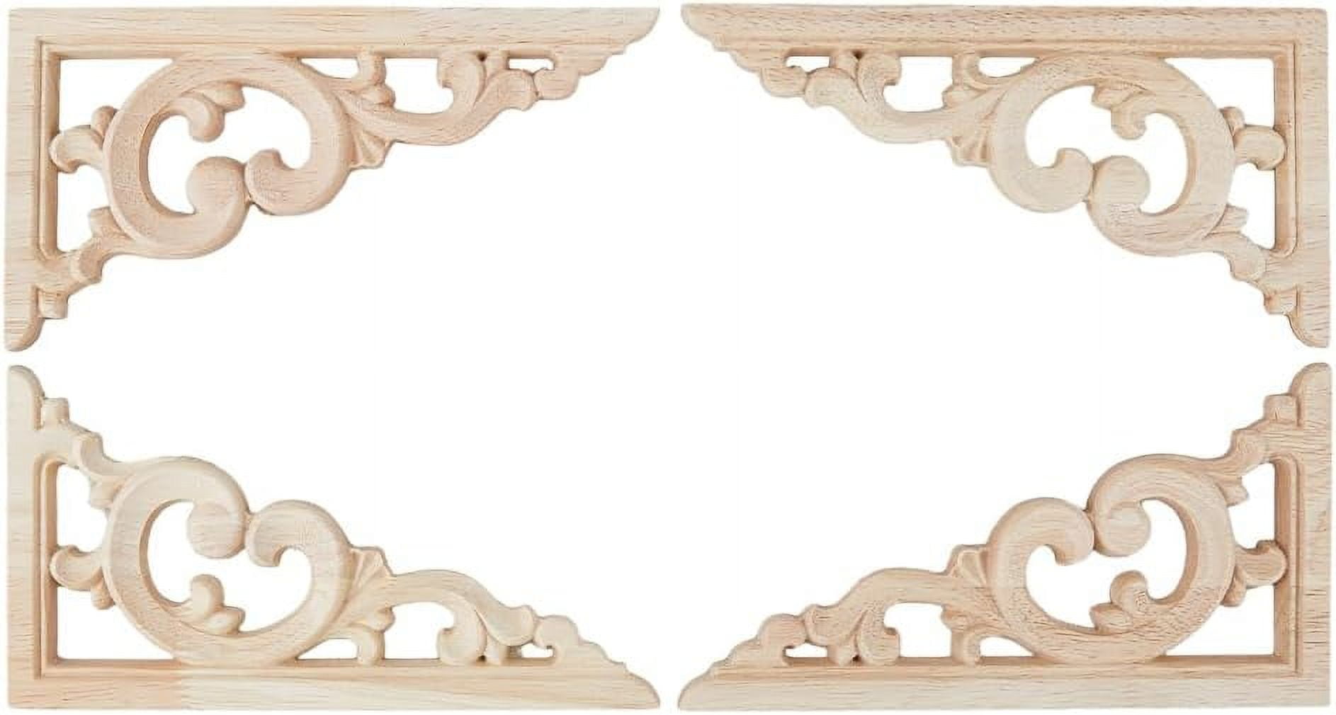 DIY 4Pcs Furniture Appliques European Style Wood Carved Onlay Appliques ...