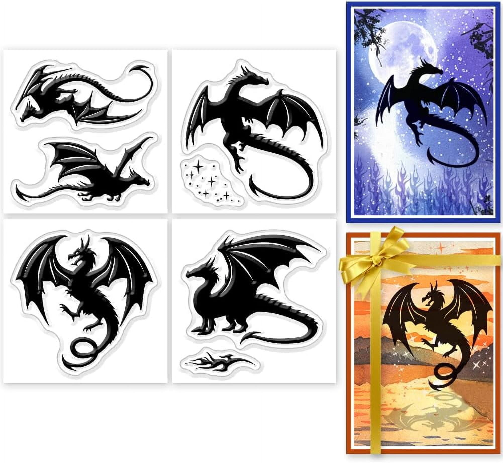 DIY 4Pcs Mini Fire-Breathing Dragon Clear Stamps for DIY Scrapbooking ...