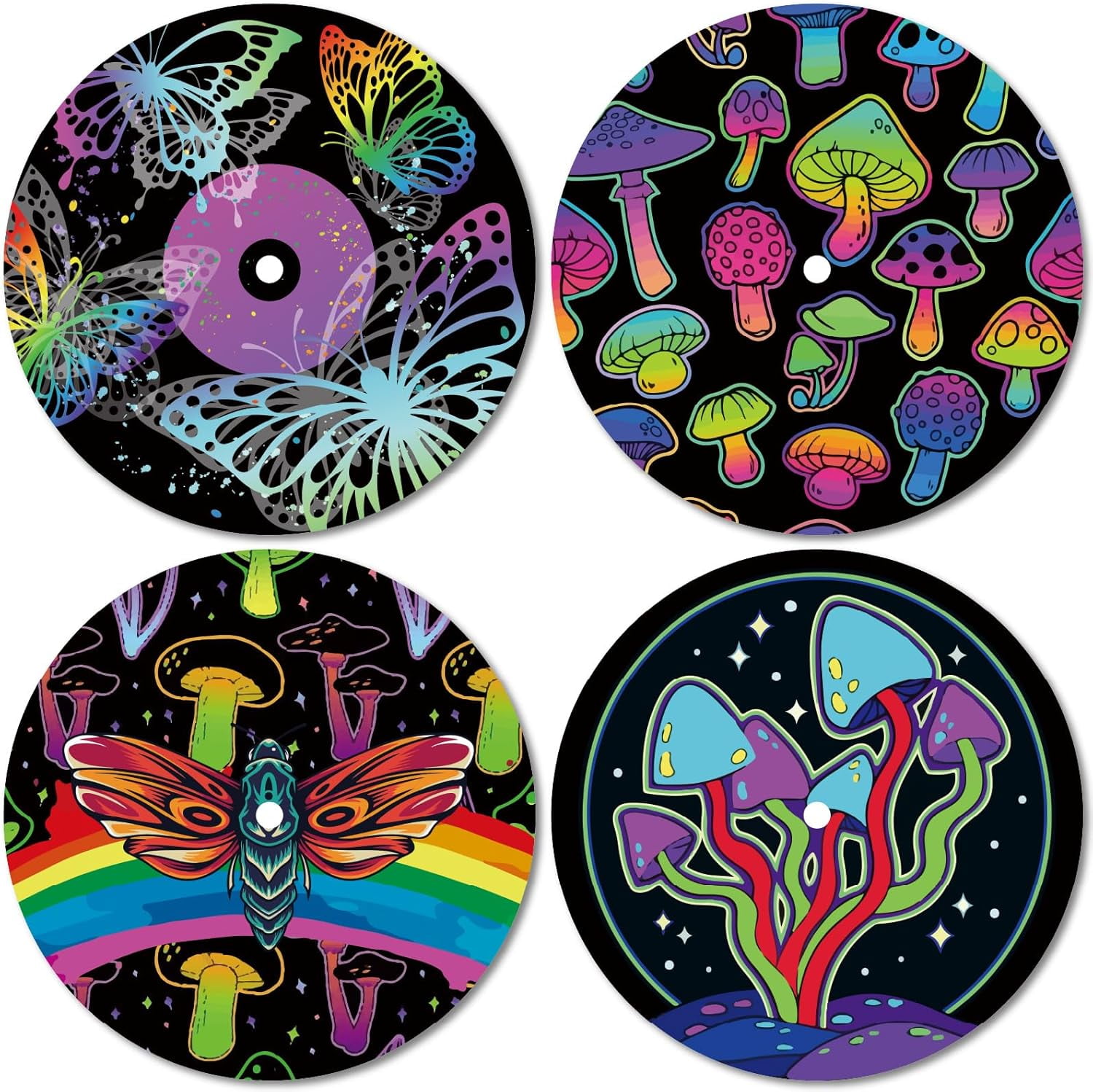 DIY 4Pcs Records Wall Decor Hippie Trippy 1950s Room Decor Collage ...