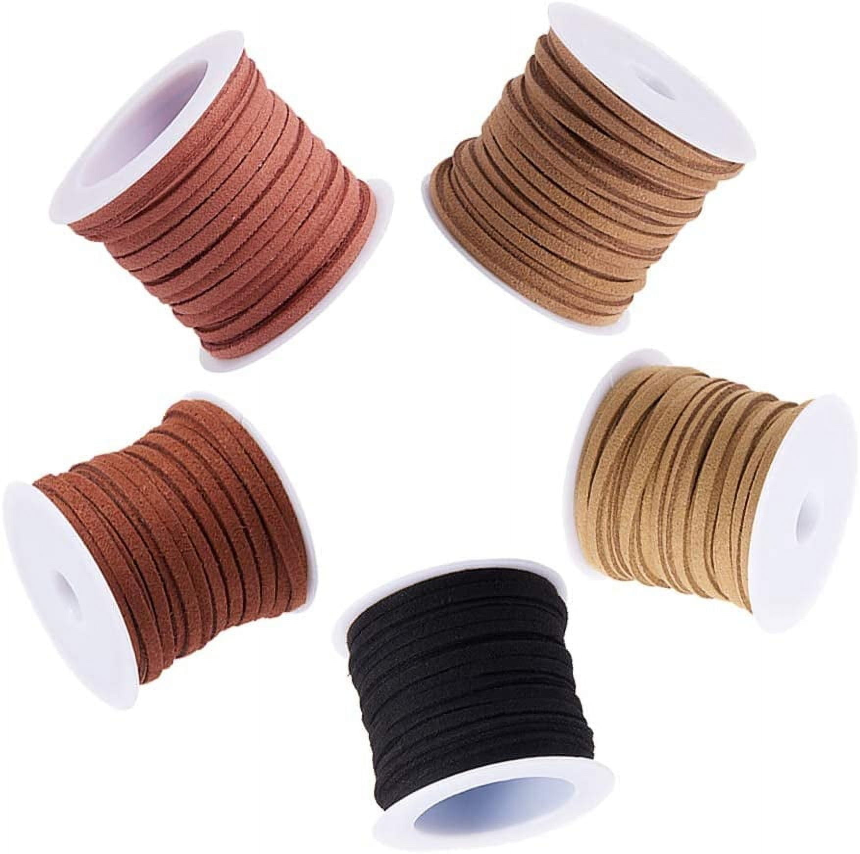 DIY 5 Rolls Flat Faux Suede Leather Lace 3mm Micro-Fiber Leather String ...