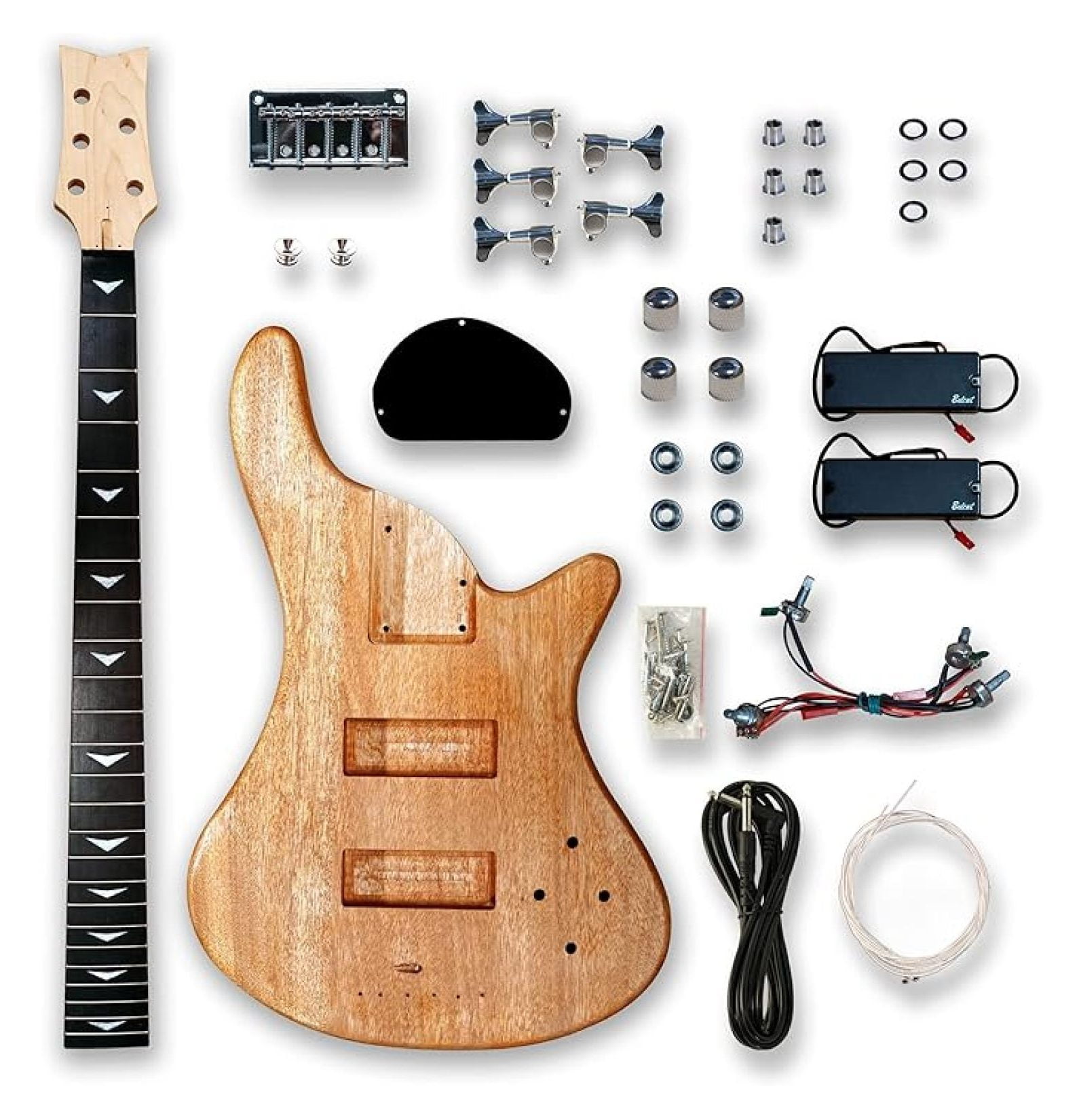 DIY 5 String Bass Guitar Kit - Okoume Body, Maple Neck & Ebony ...