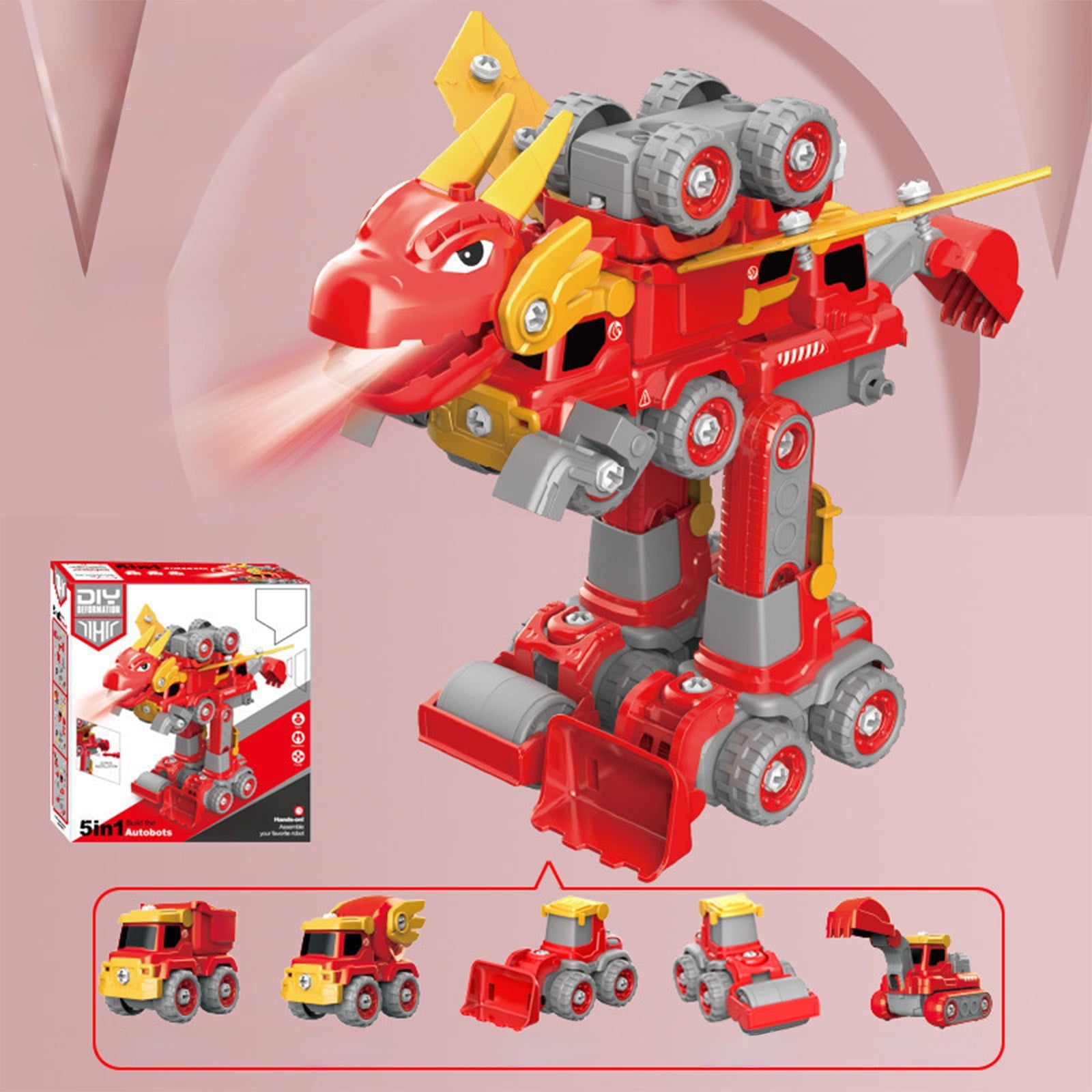 DIY 5-in-1 Removable Screw Assembly Engineering Car Toy Set for Boys ...