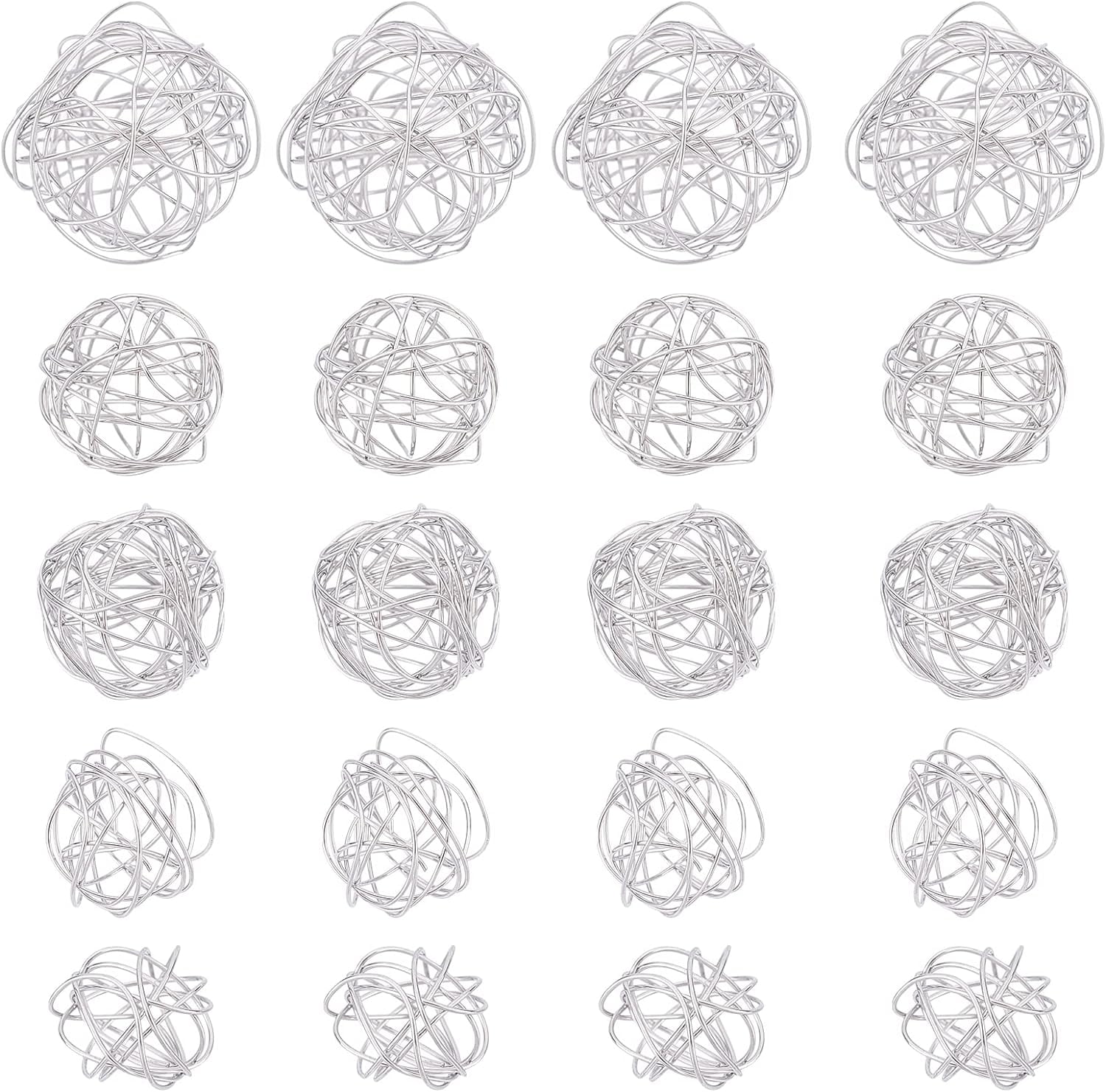 DIY 50Pcs 5 Sizes 304 Stainless Steel Bead Cages Wire Wrapped Spacer ...