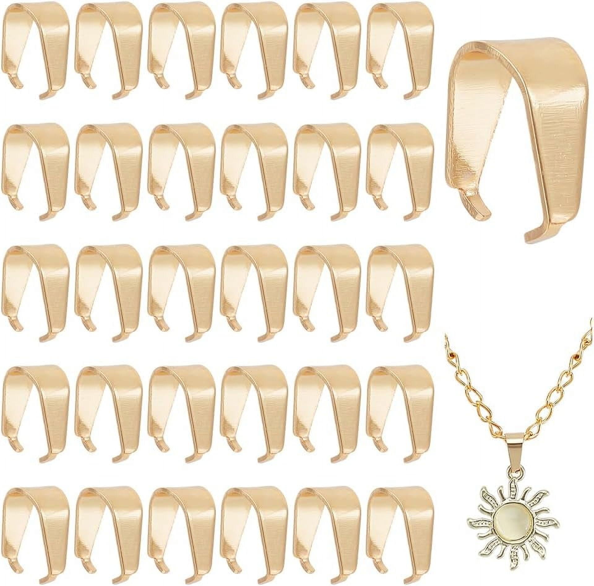 DIY 50pcs 201 Stainless Steel Snap on Bails Golden Pinch Clip Bail 18K ...