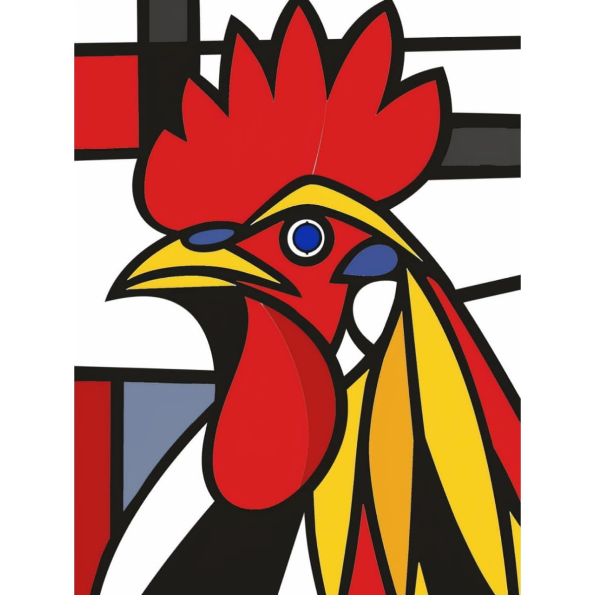 DIY 5D Diamond Art Abstract Red Rooster Paint with Full Drill Round ...