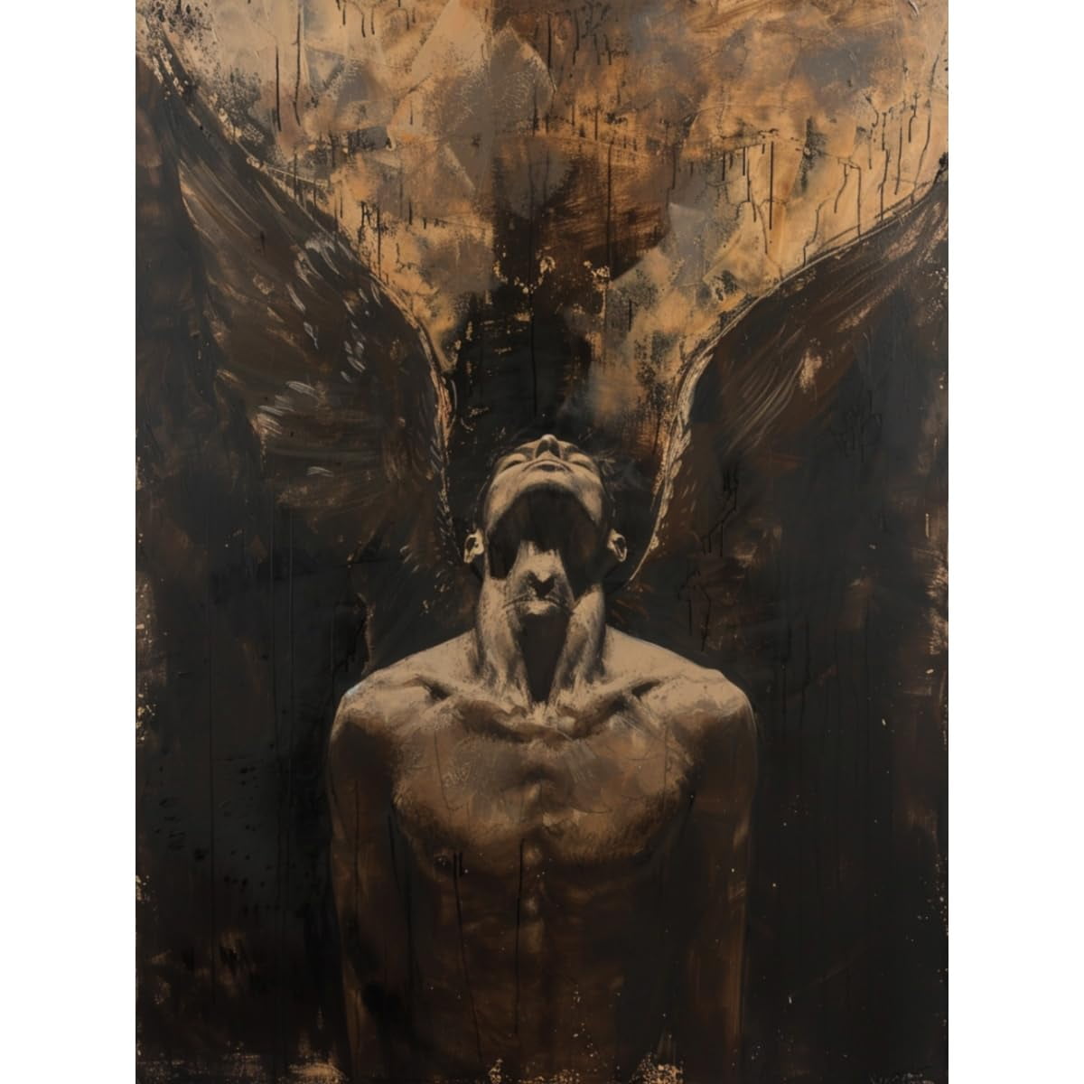 DIY 5D Diamond Art Black Wing Angel Man Paint with Full Drill Round ...