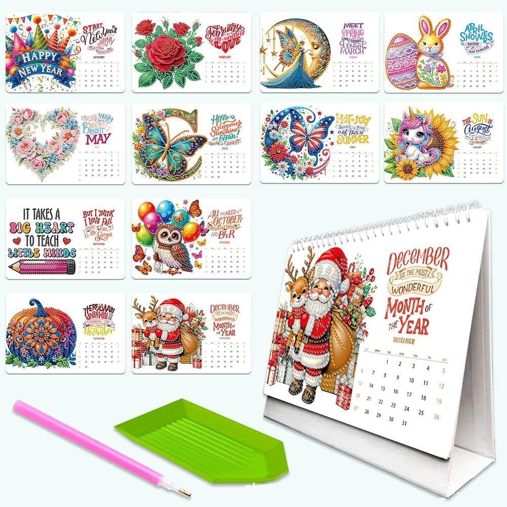 DIY 5D Diamond Art Painting Desk Calendar 2026,Standing Flip Desktop ...