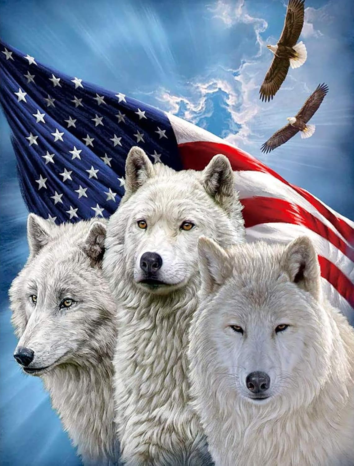 DIY 5D Diamond Painting Kit (For Adults) Diamond Painting "Flag, Wolf ...