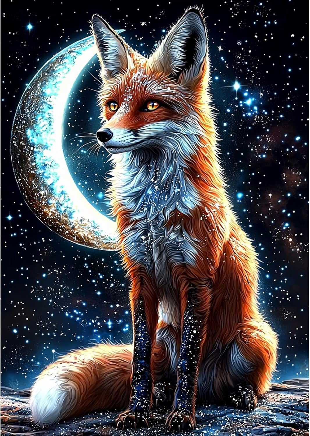 DIY 5D Diamond Painting Kit (for Adults) Diamond Painting "Fox, Moon ...