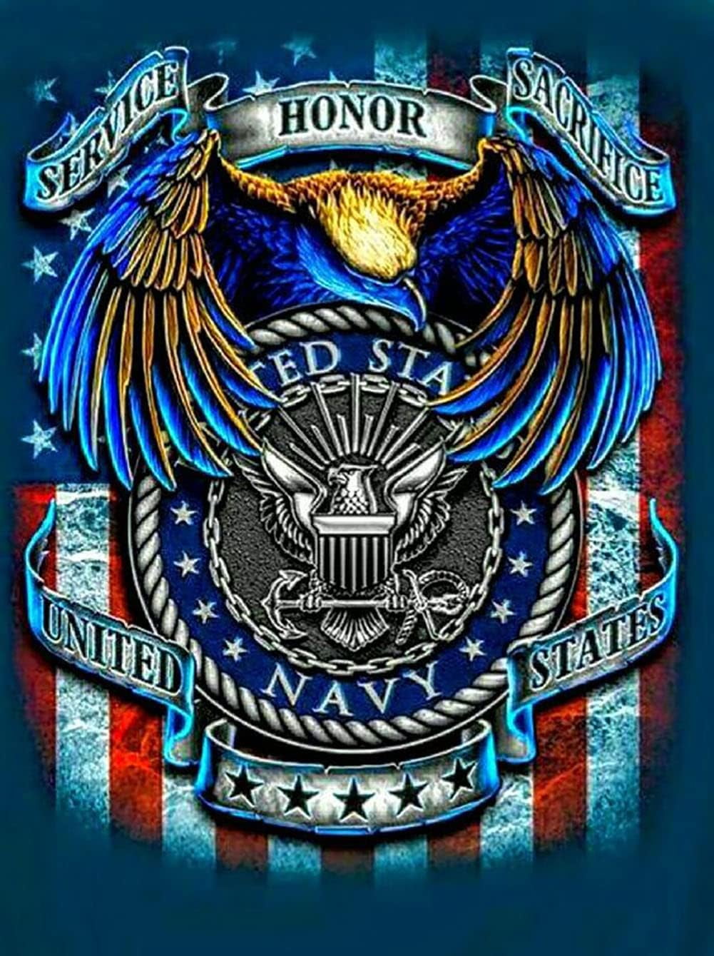 DIY 5D Diamond Painting by Number Kits for Adults and Kids US Navy Flag ...