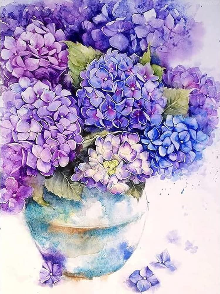DIY 5D Diamond Painting by Number Kits Blue and Purple Hydrangea Flower ...