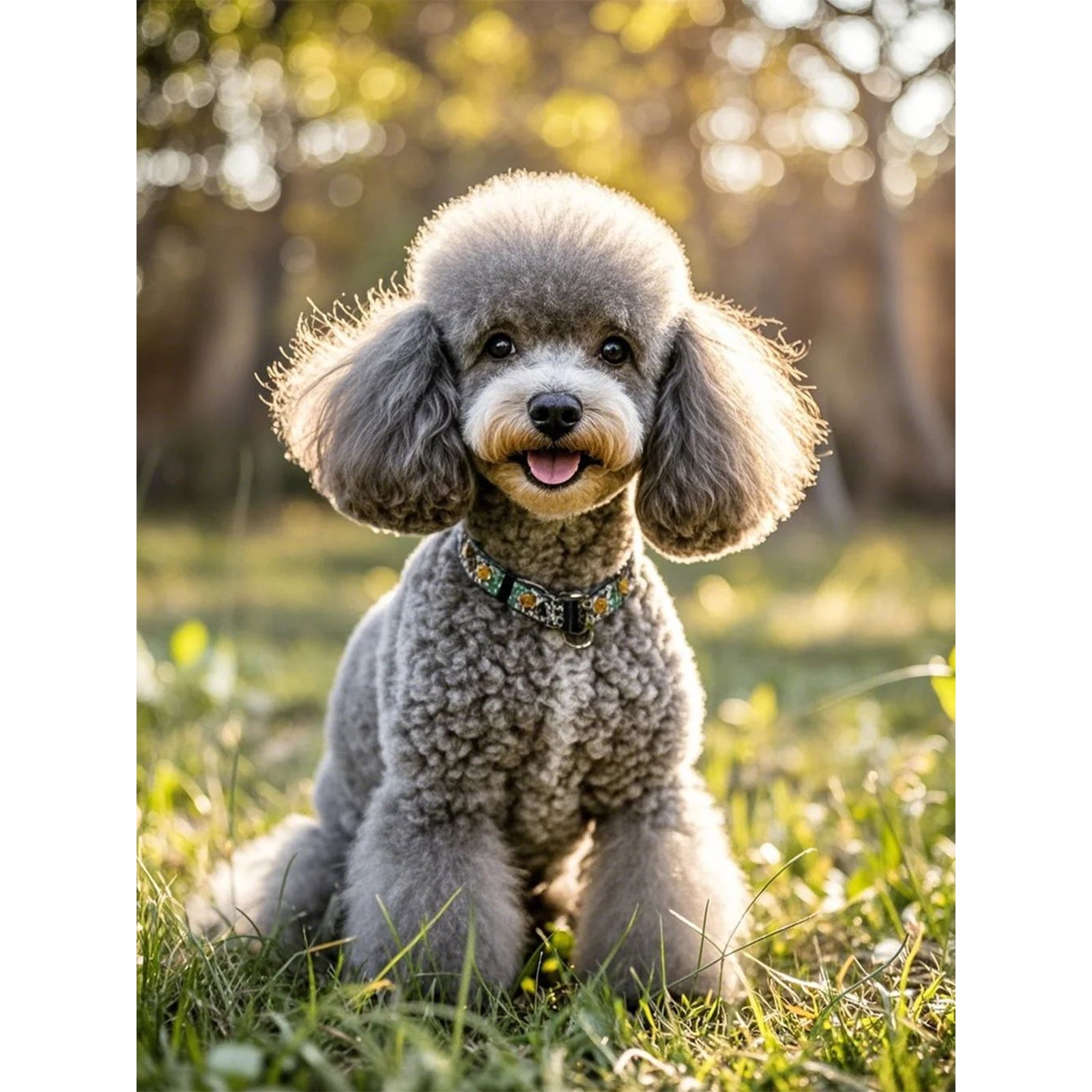 DIY 5D Round Full Drill Diamond Dot Gem Art Kits,Cute gray teddy dog ...