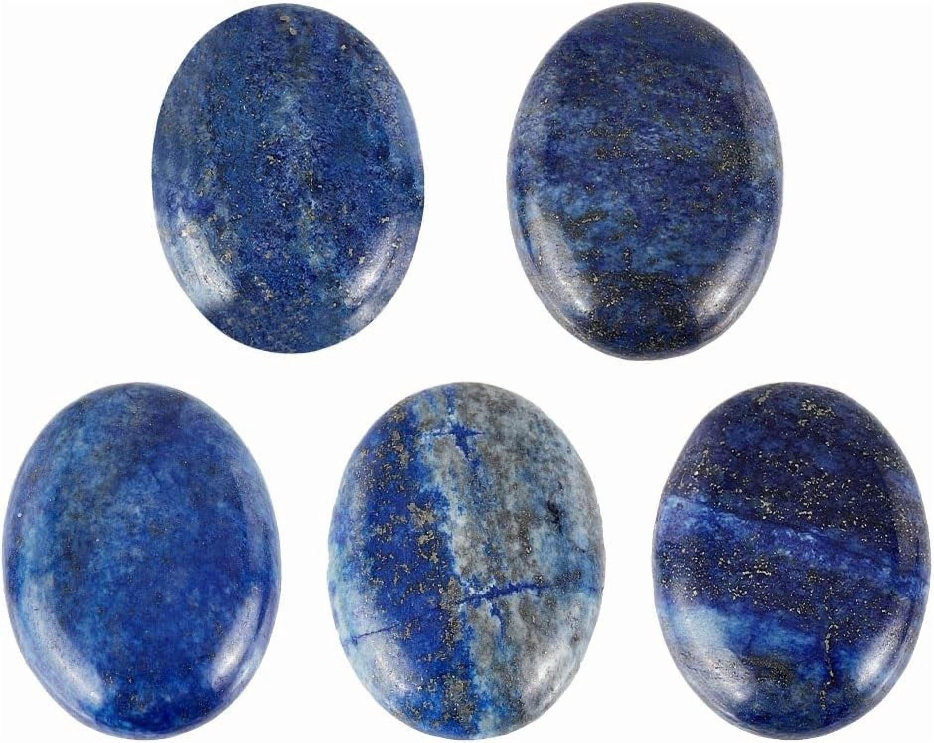 DIY 5PCS Natural Lazuli Cabochon Stone Tiles Flat Back Cabochons Oval ...