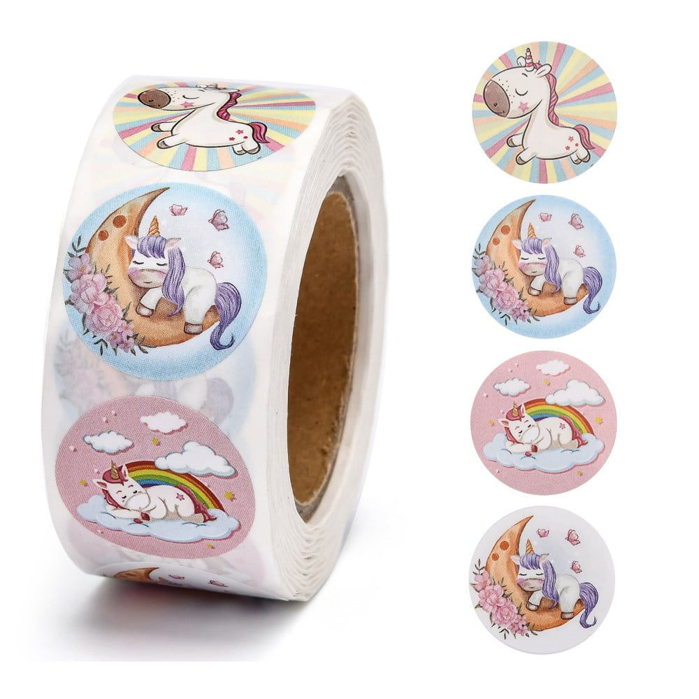 DIY 5Roll Children Cartoon Stickers Adhesive Labels Roll Stickers Gift ...