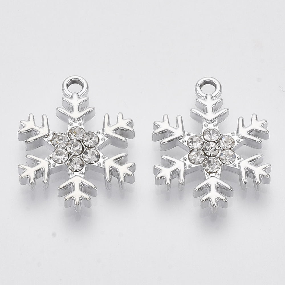 DIY 5pc Alloy Pendants with Crystal Rhinestones Snowflake Platinum ...