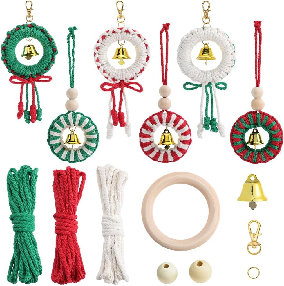 DIY 6 Sets Christmas Macrame Kit Christmas Macrame Ornaments Winter ...
