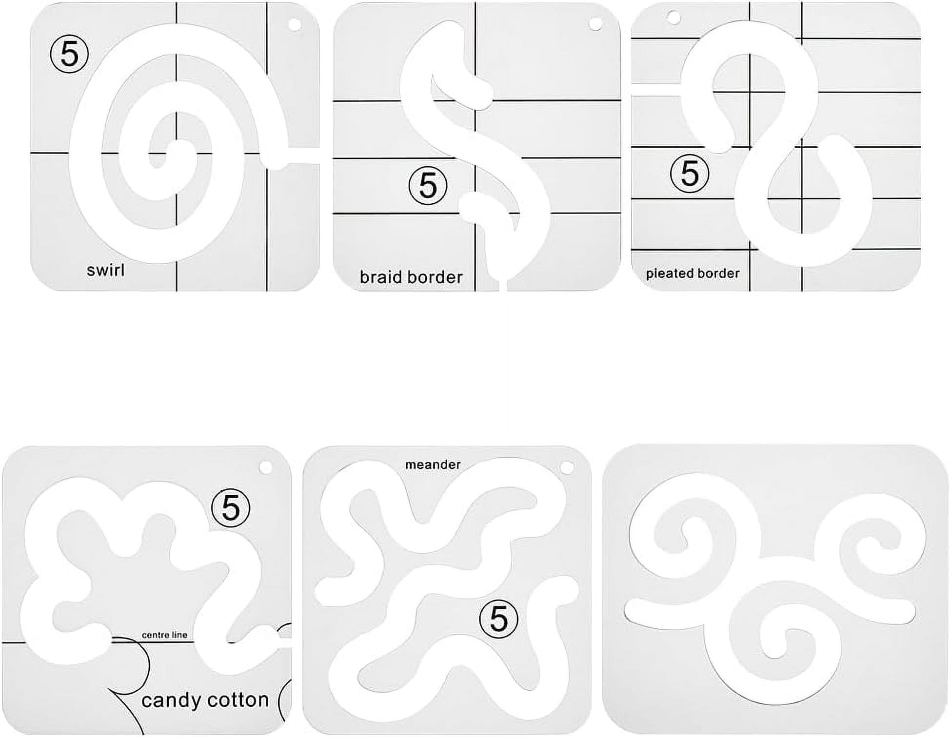 DIY 6 Style Free Motion Quilting Acrylic Rulers Wave/Vortex Patterns ...
