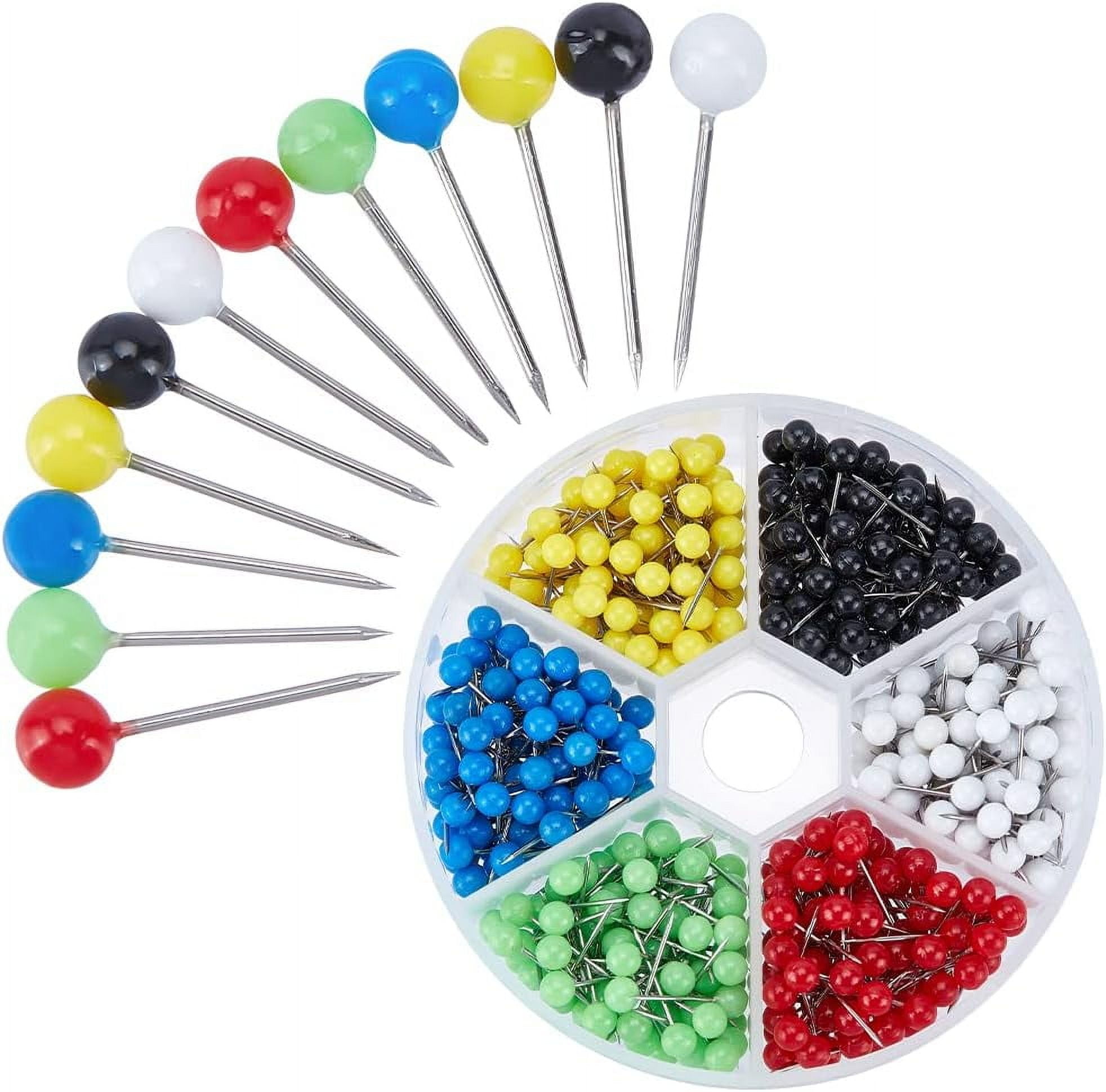 DIY 600pcs Map Push Pins 6 Colors 1/8 inch Thumb Tacks Map Tacks Pins Round Ball Head with 304 ...
