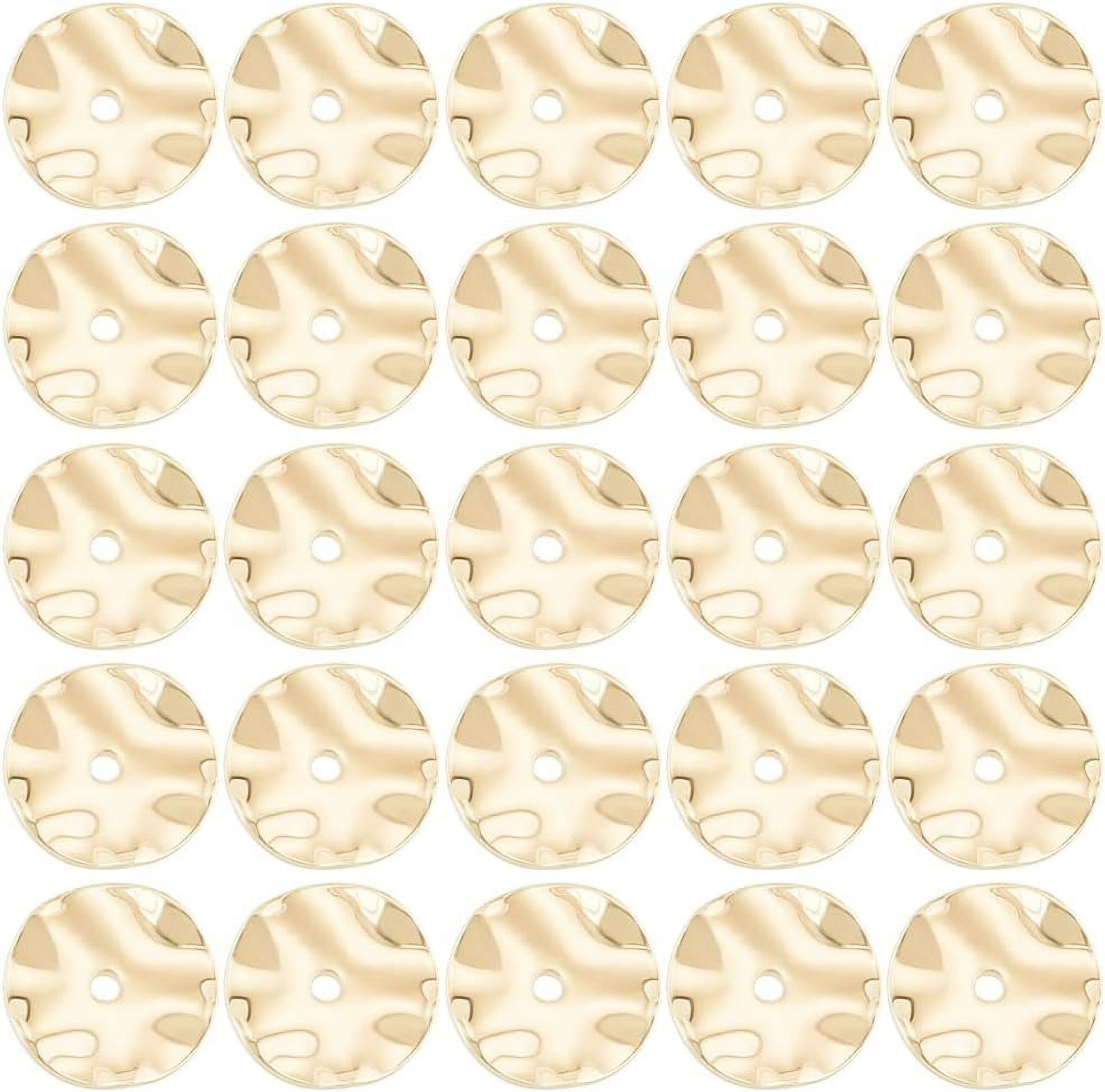 DIY 60Pcs 18K Gold Plated Brass Spacer Beads Flat Round Beads Wavy Disc ...