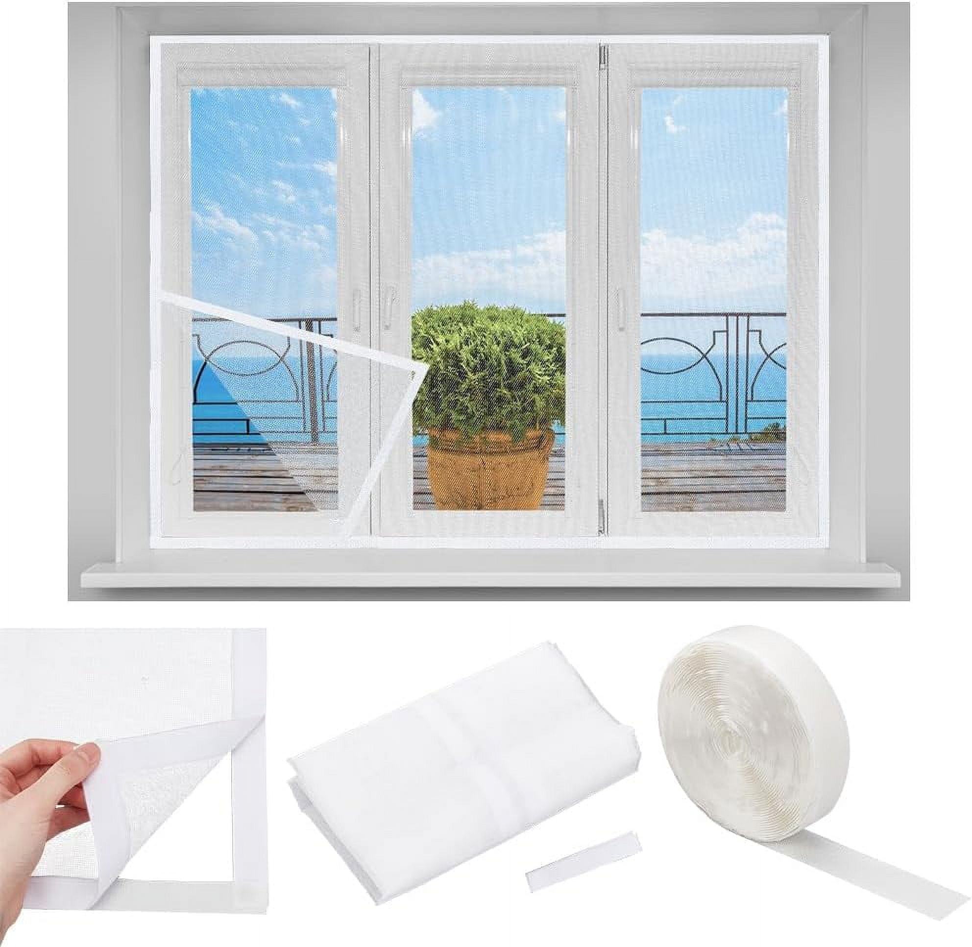 DIY 63x63Inch Window Screen Net Self-Adhesive Window Screen Mesh with ...